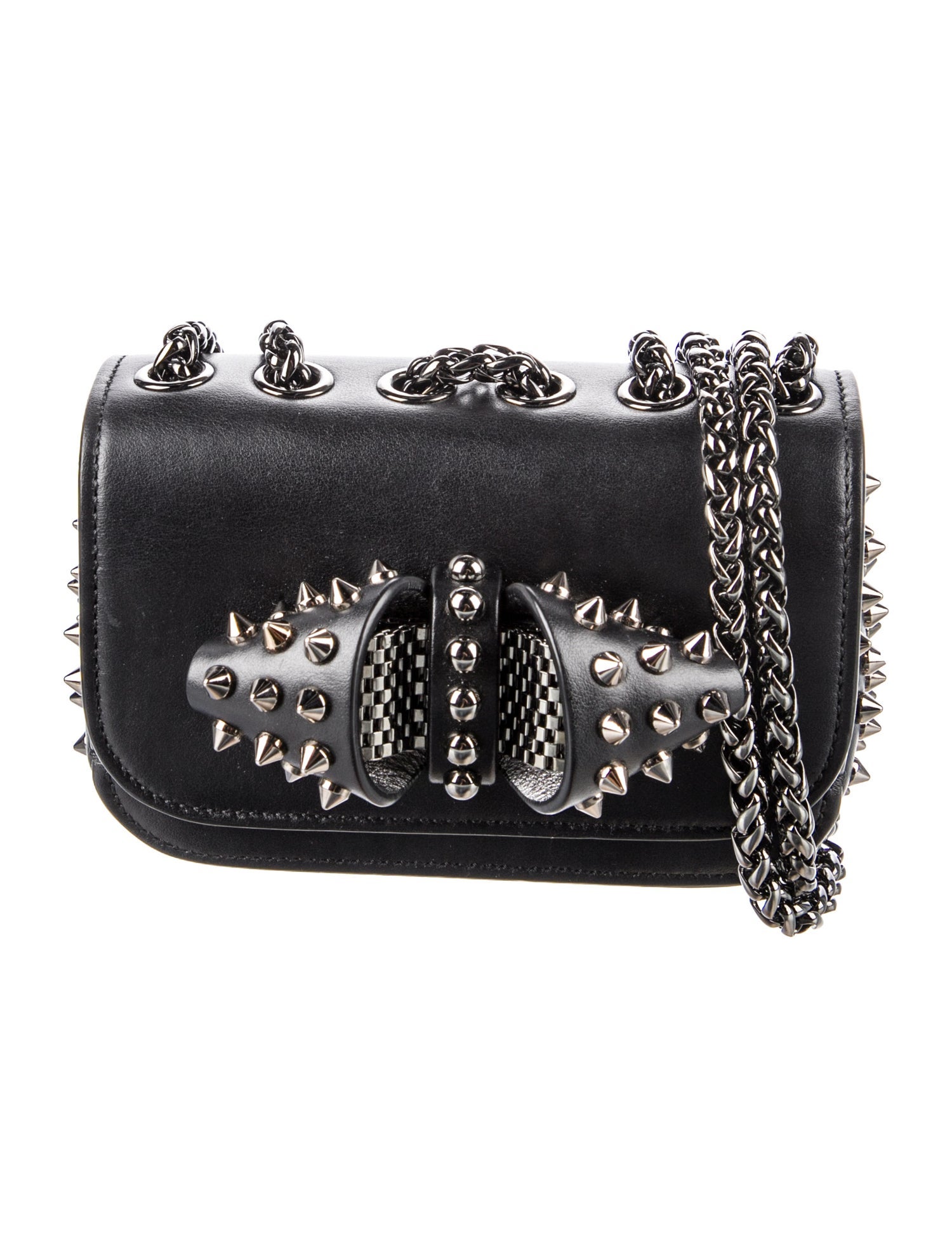 Christian Louboutin Leather Spiked Sweet Charity Crossbody Bag - Black ...