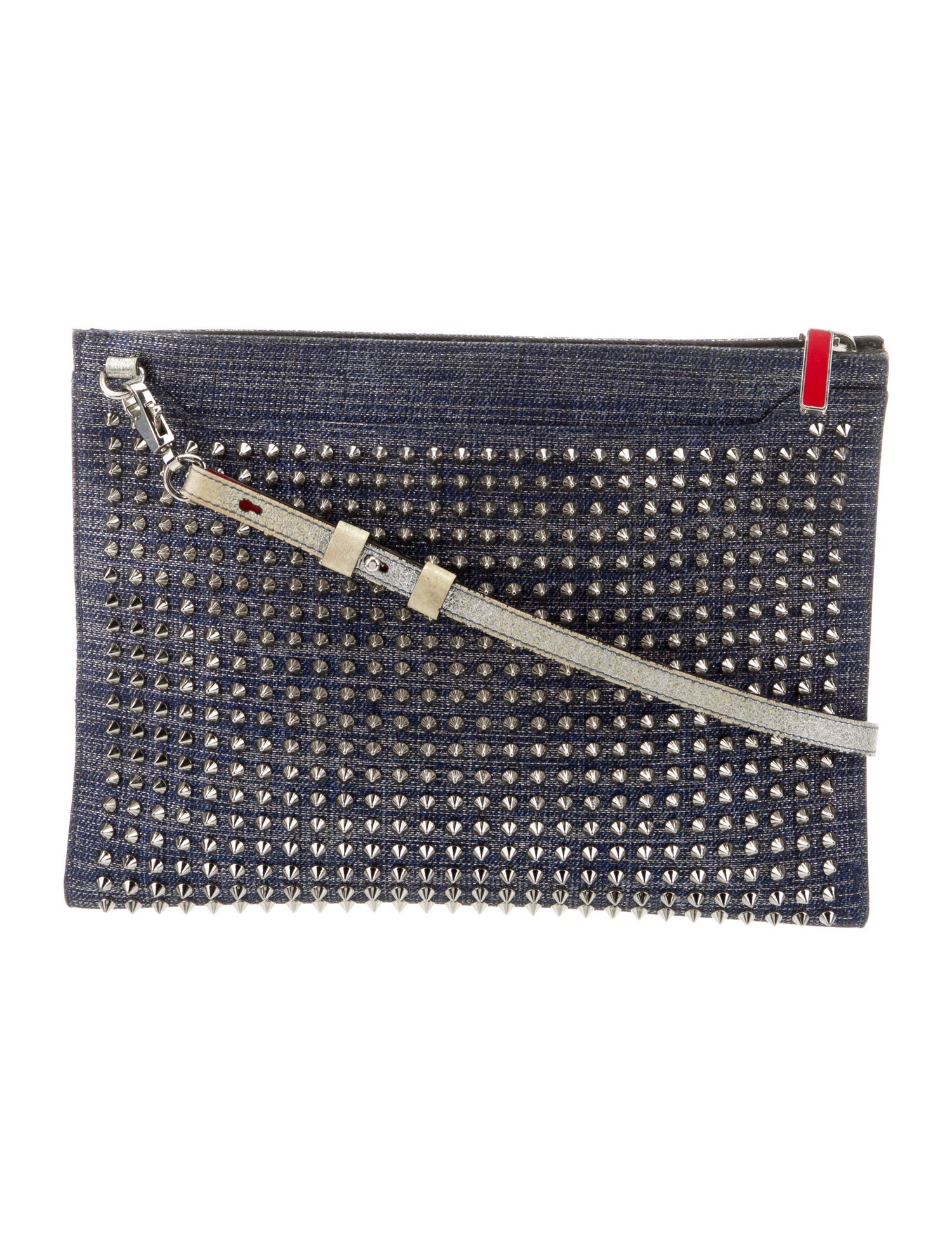 Christian Louboutin Studded Canvas Crossbody Bag - Blue Crossbody Bags ...