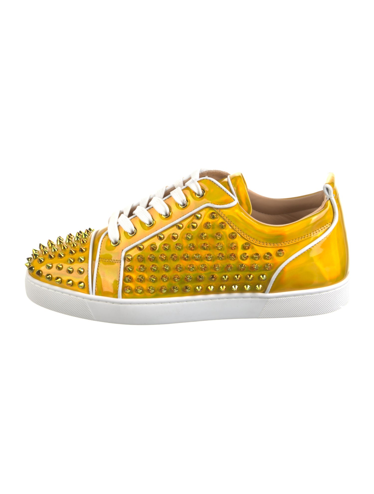 Christian Louboutin Rockstud Spike Patent Leather Sneakers - Blue ...