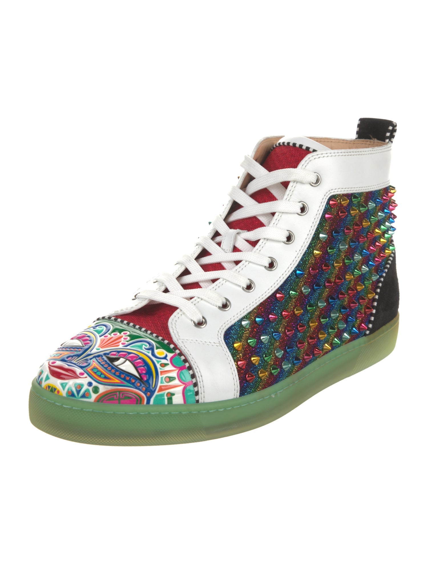 Christian Louboutin Rockstud Spike Printed Sneakers - Metallic Sneakers ...