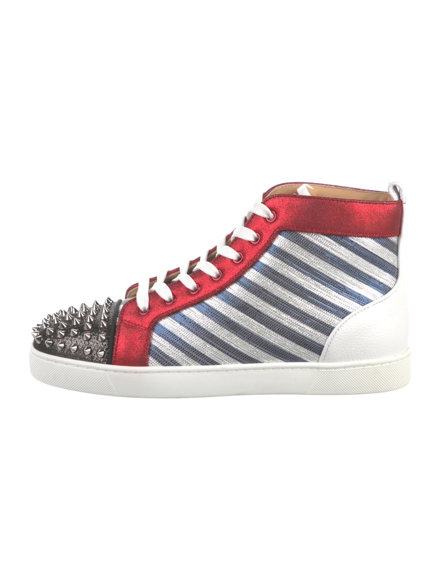 Christian Louboutin Spike Accents Leather Sneakers - Red Sneakers ...