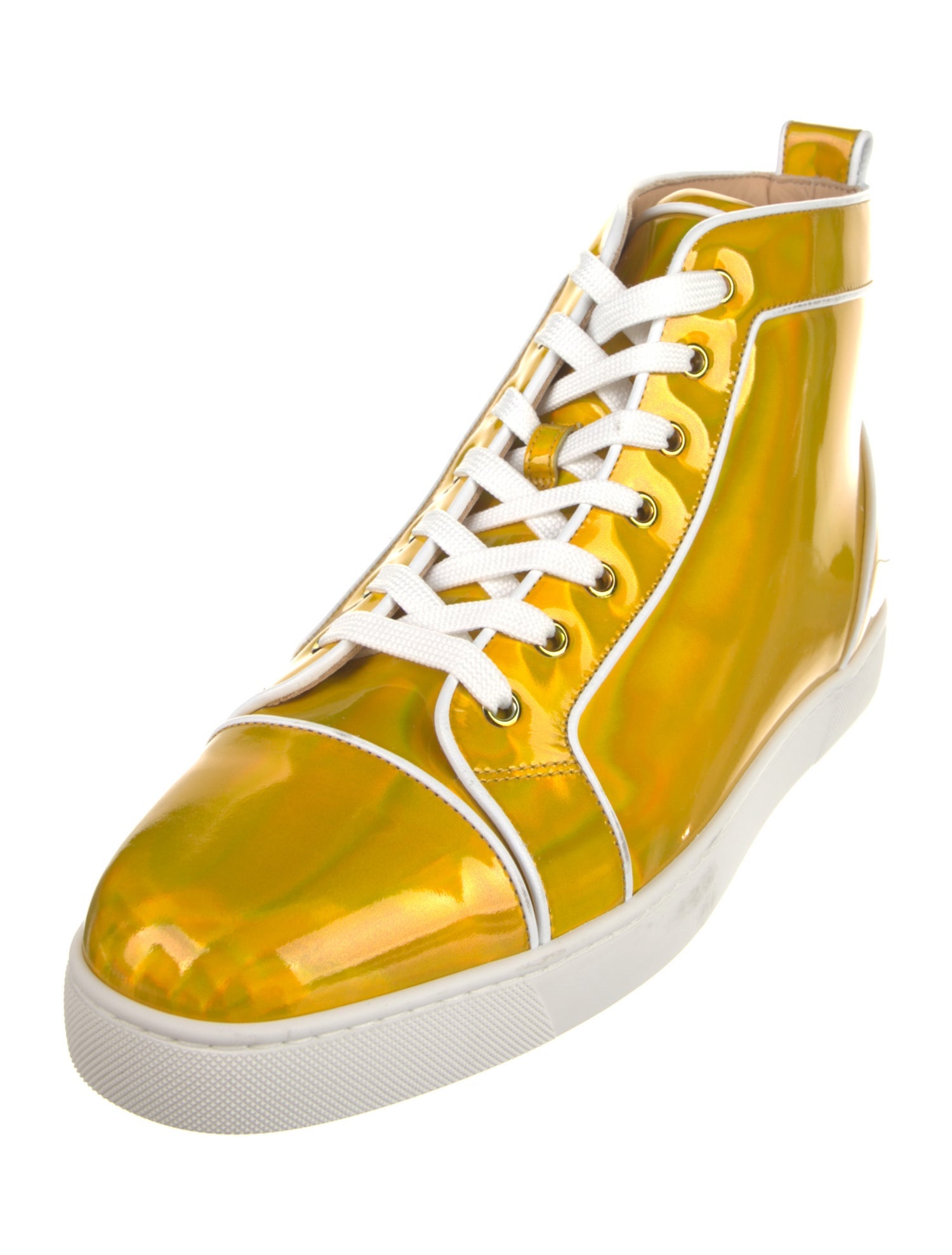 Christian Louboutin Patent Leather Studded Accents Sneakers - Metallic ...