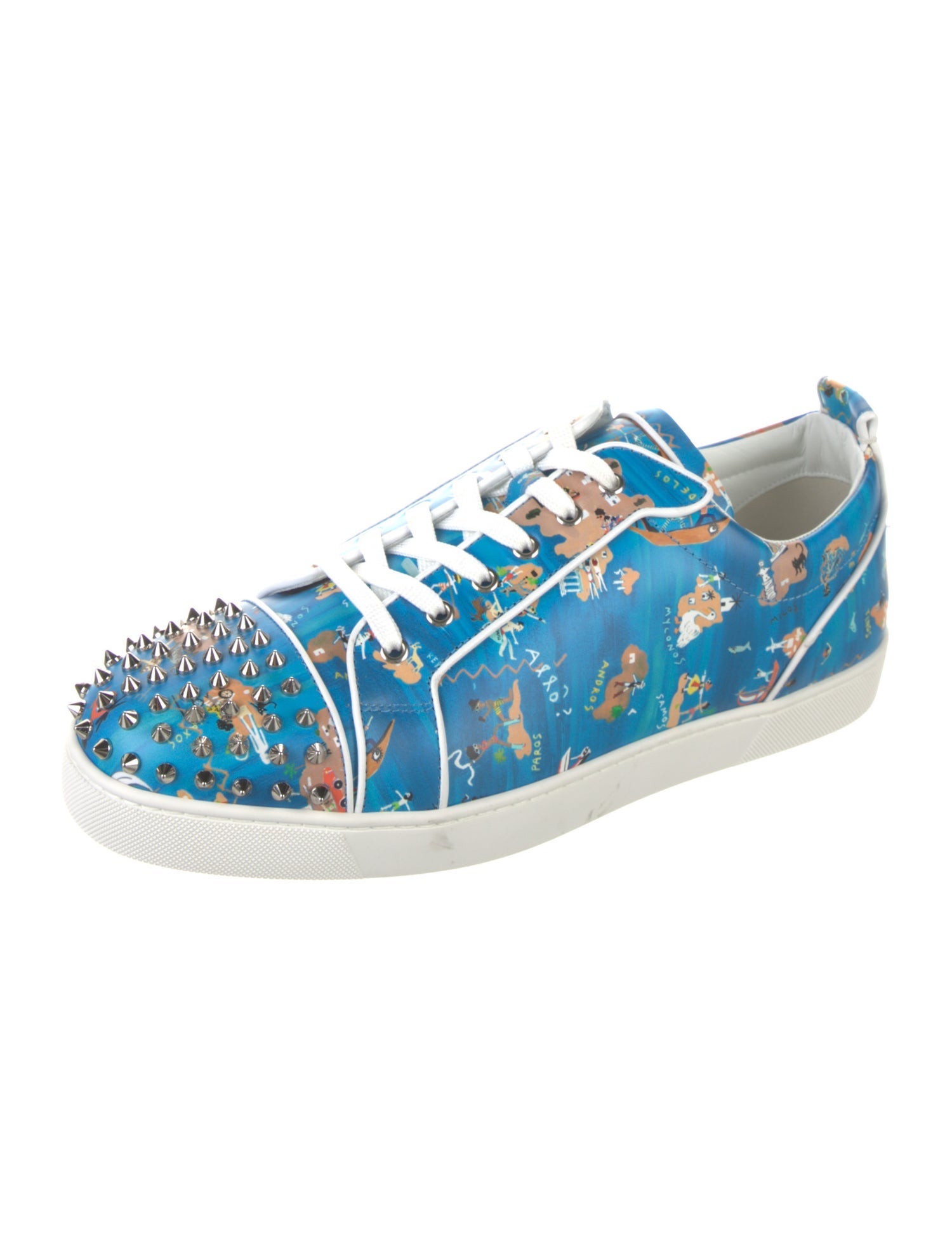 Christian Louboutin Rockstud Spike Printed Sneakers - Metallic Sneakers ...