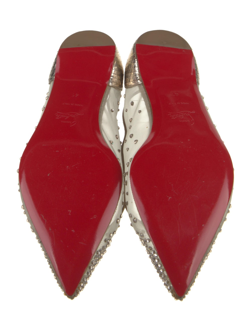 Christian Louboutin Ballet Flats Gold & Metallic Leat… - Gem
