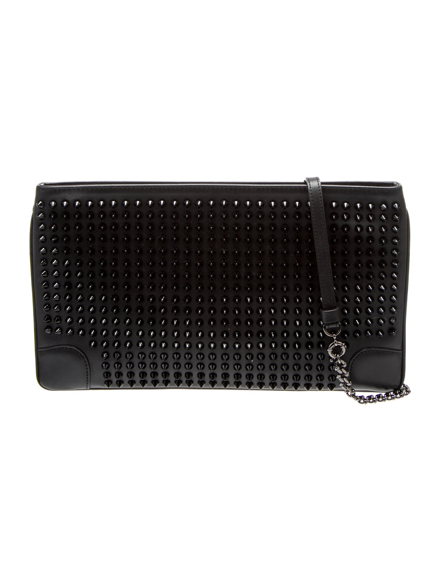 Christian Louboutin Studded Leather Clutch w/Tags - Black Clutches ...
