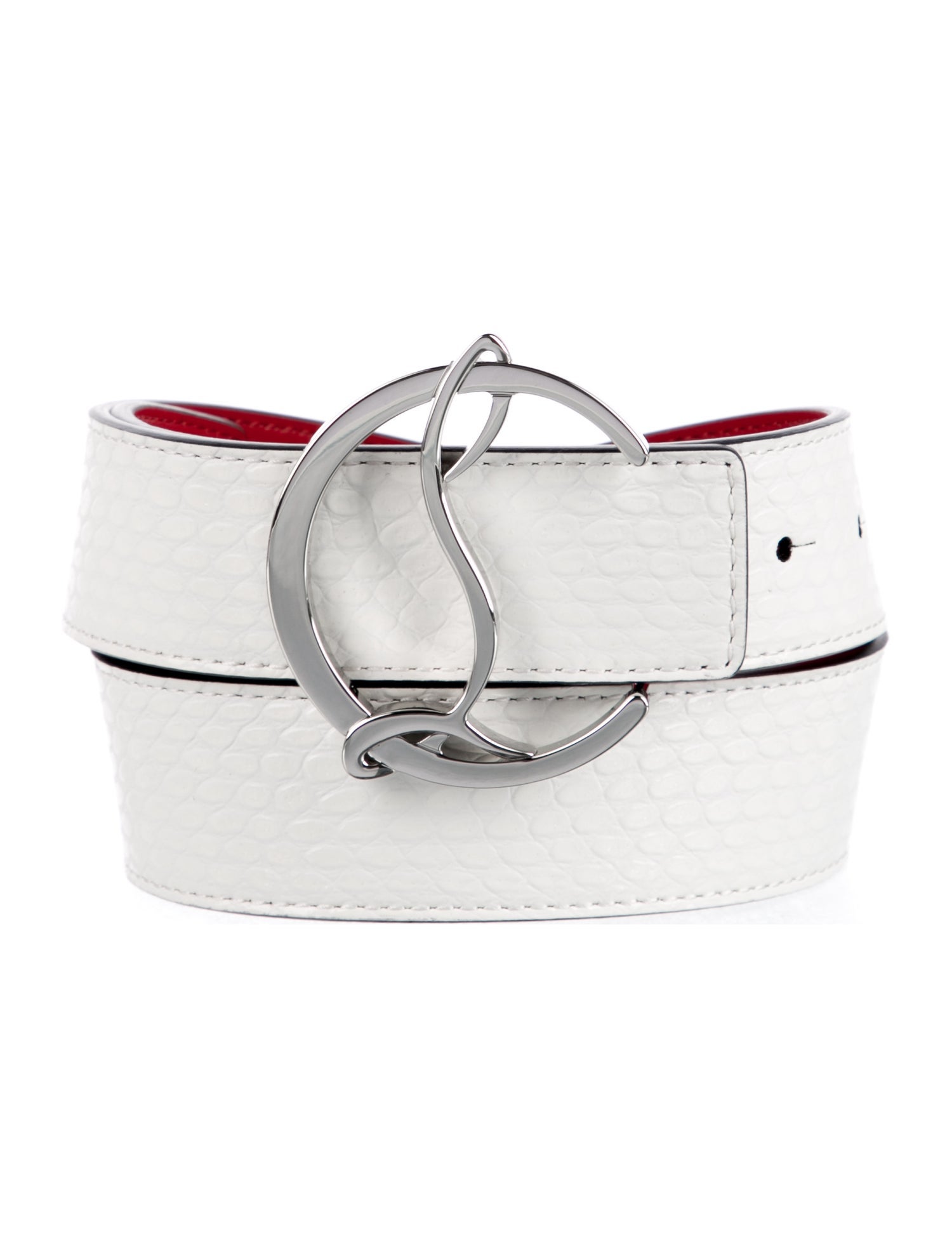 Christian Louboutin Embossed Leather Waist Belt w/ Tags - White Belts ...
