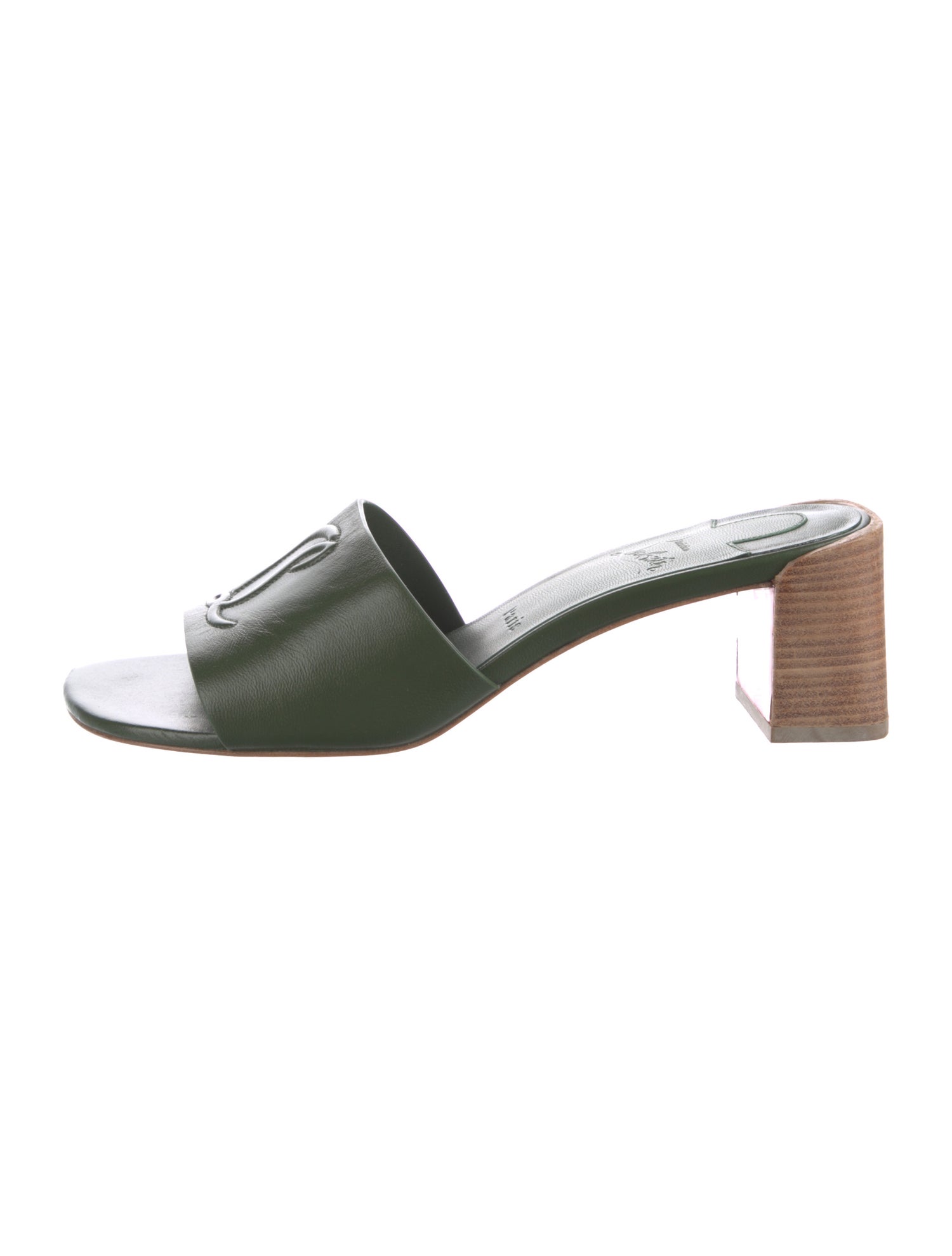 Christian Louboutin Leather Slides - Green Sandals, Shoes - CHT420547 ...