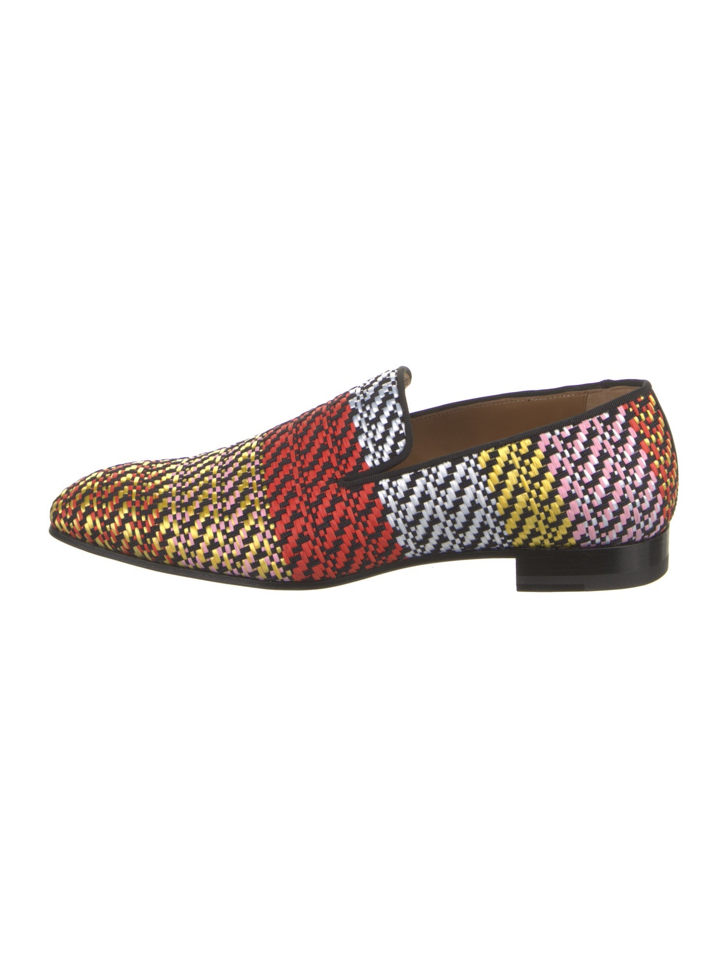 Christian Louboutin Raffia Colorblock Pattern Loafers - Orange Loafers ...