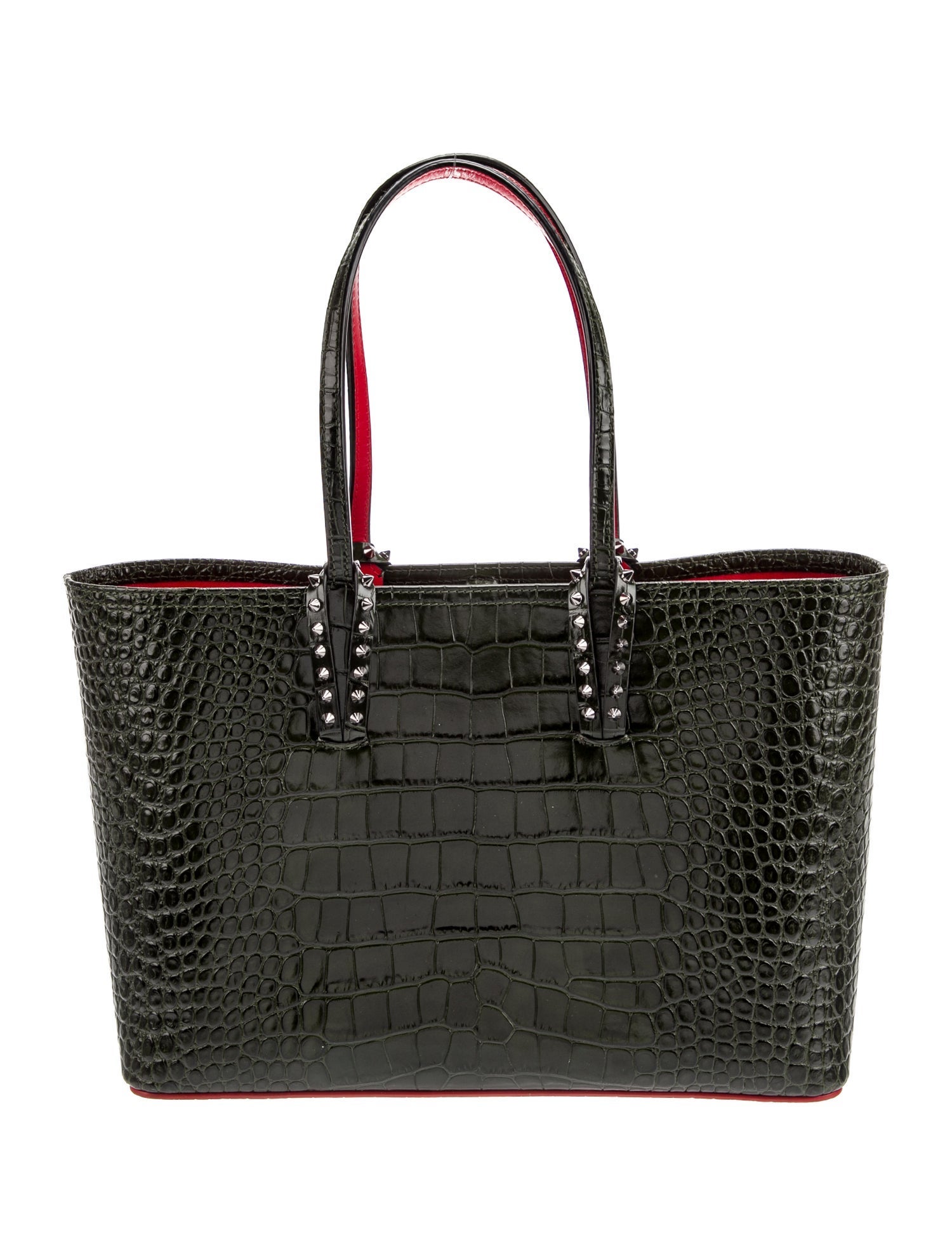Christian Louboutin Embossed Leather Cabata - Green Totes, Handbags ...