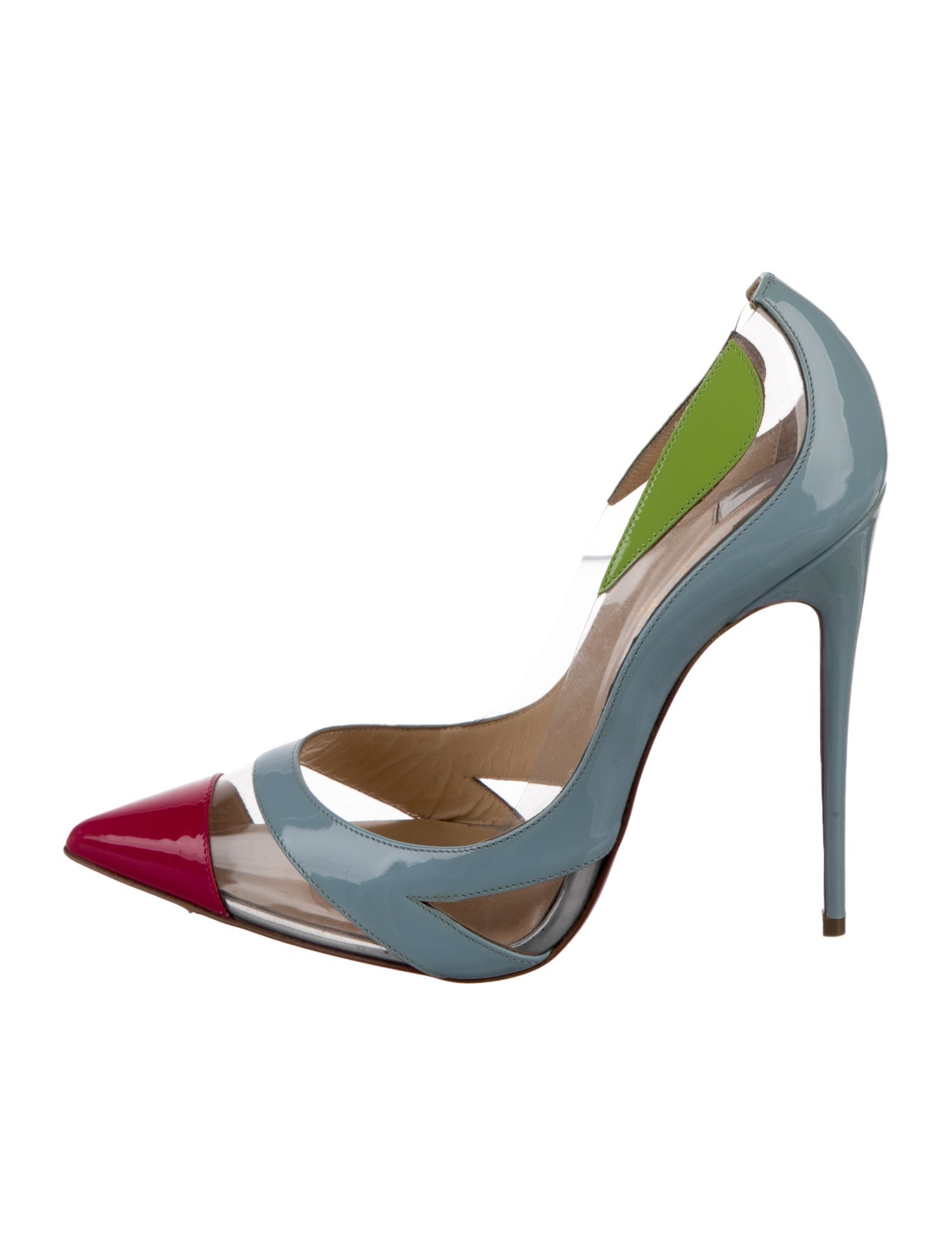 Christian Louboutin Patent Leather Colorblock Pattern Pumps - Blue ...