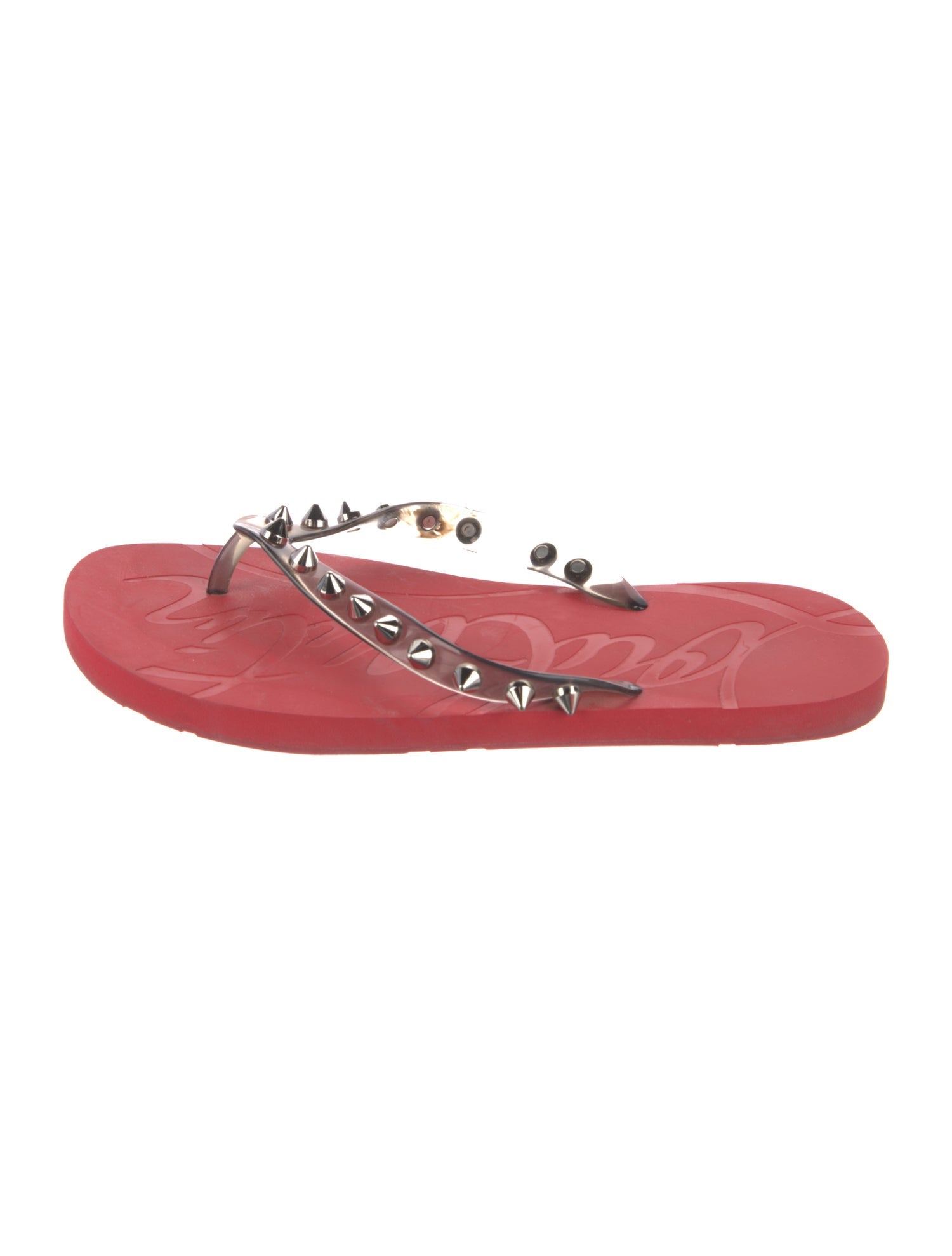 Christian Louboutin Spike Accents Rubber Flip Flops - Clear Sandals ...