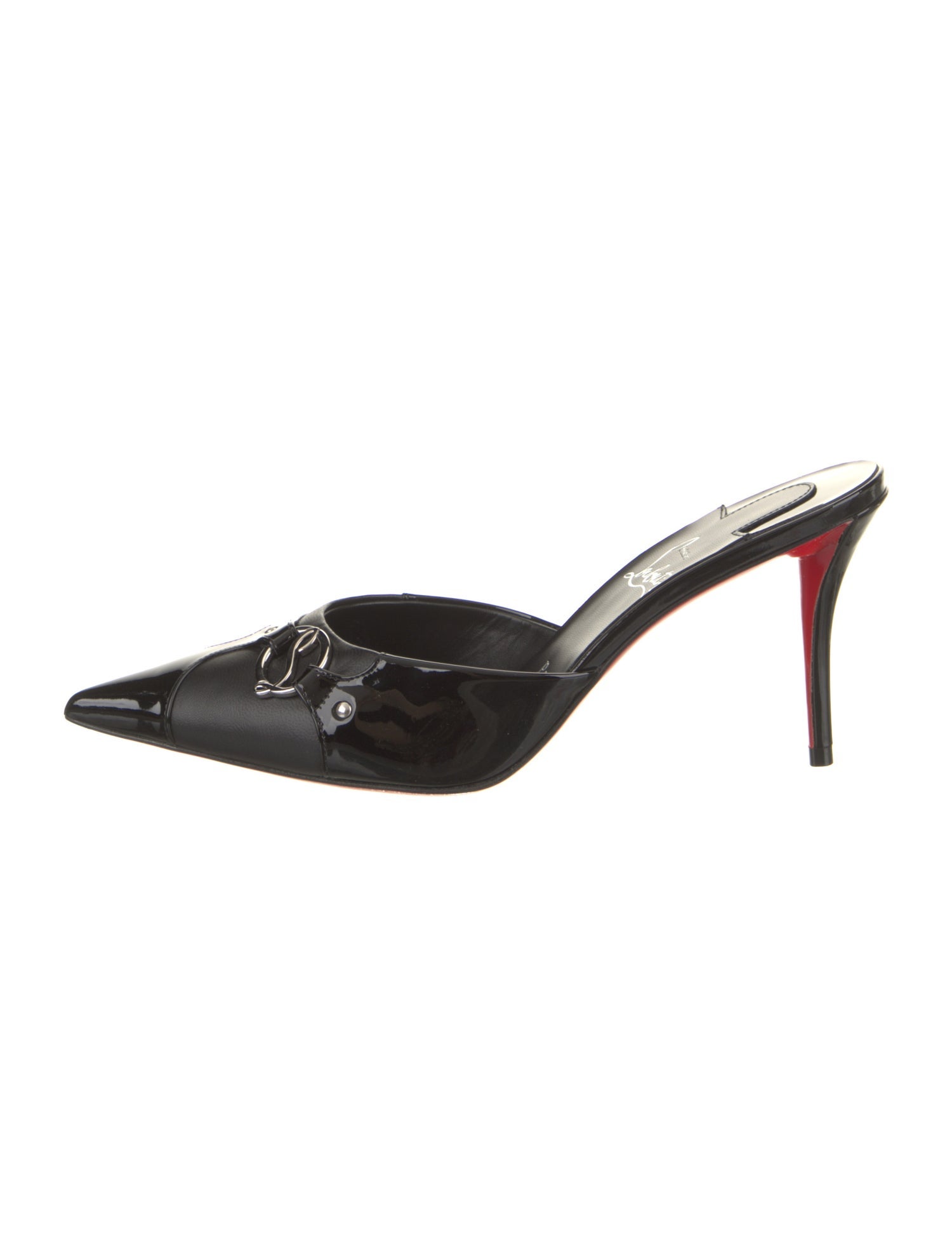 Christian Louboutin CL In 90s Patent Leather Mules w/ Tags - Black ...
