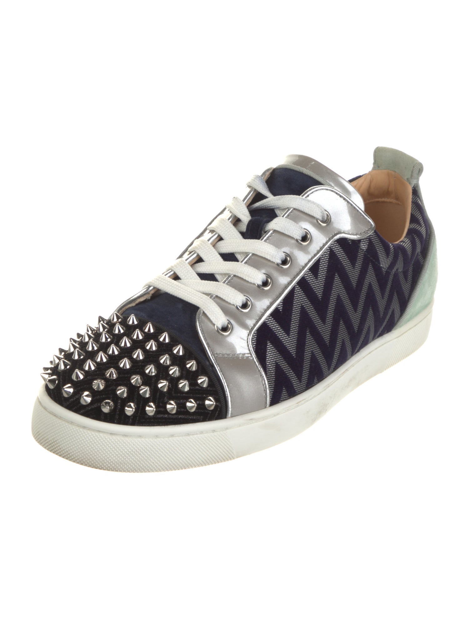 Christian Louboutin Spike Accents Patent Leather Athletic Sneakers ...