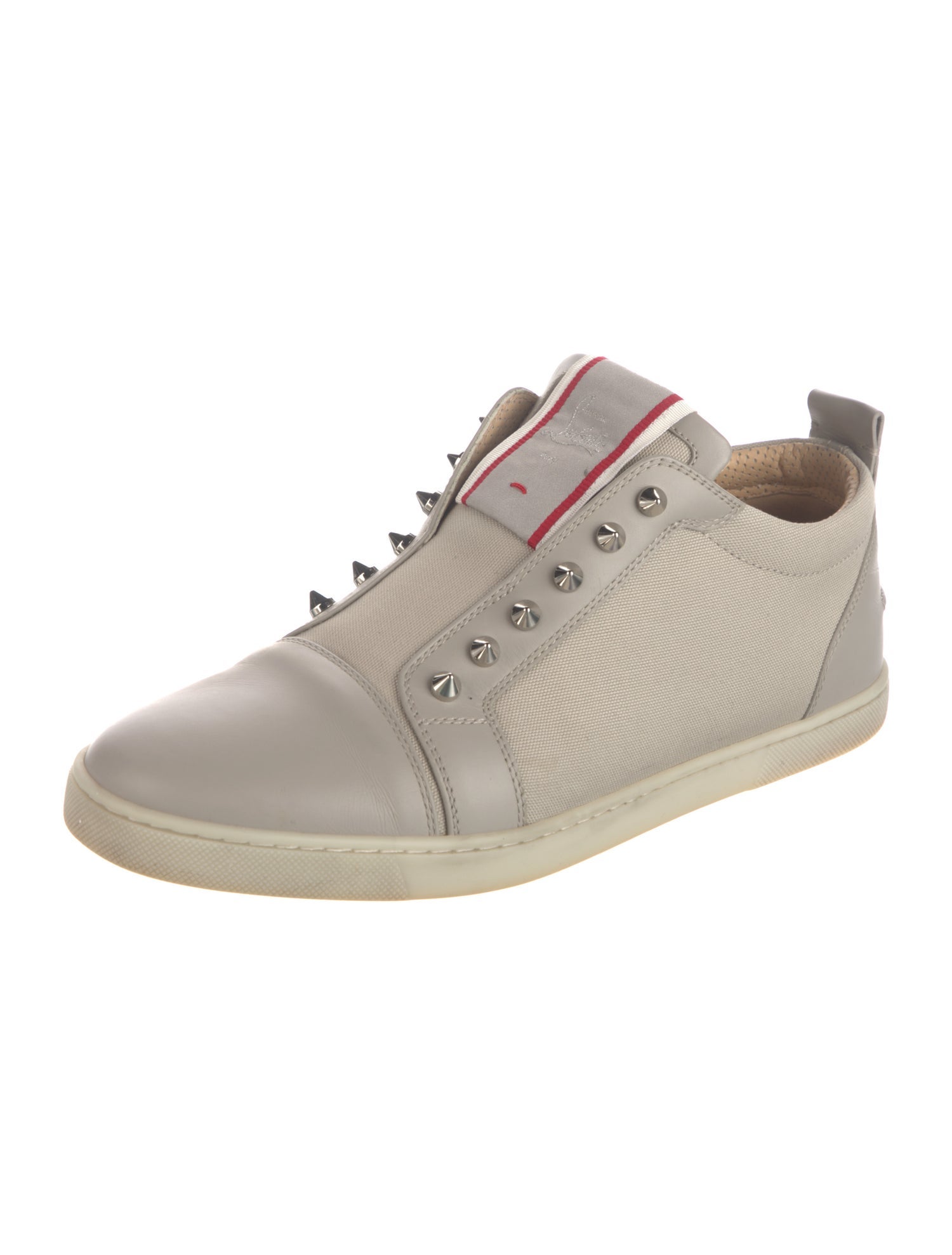 Christian Louboutin Spike Accents Suede Sneakers - Brown Sneakers ...
