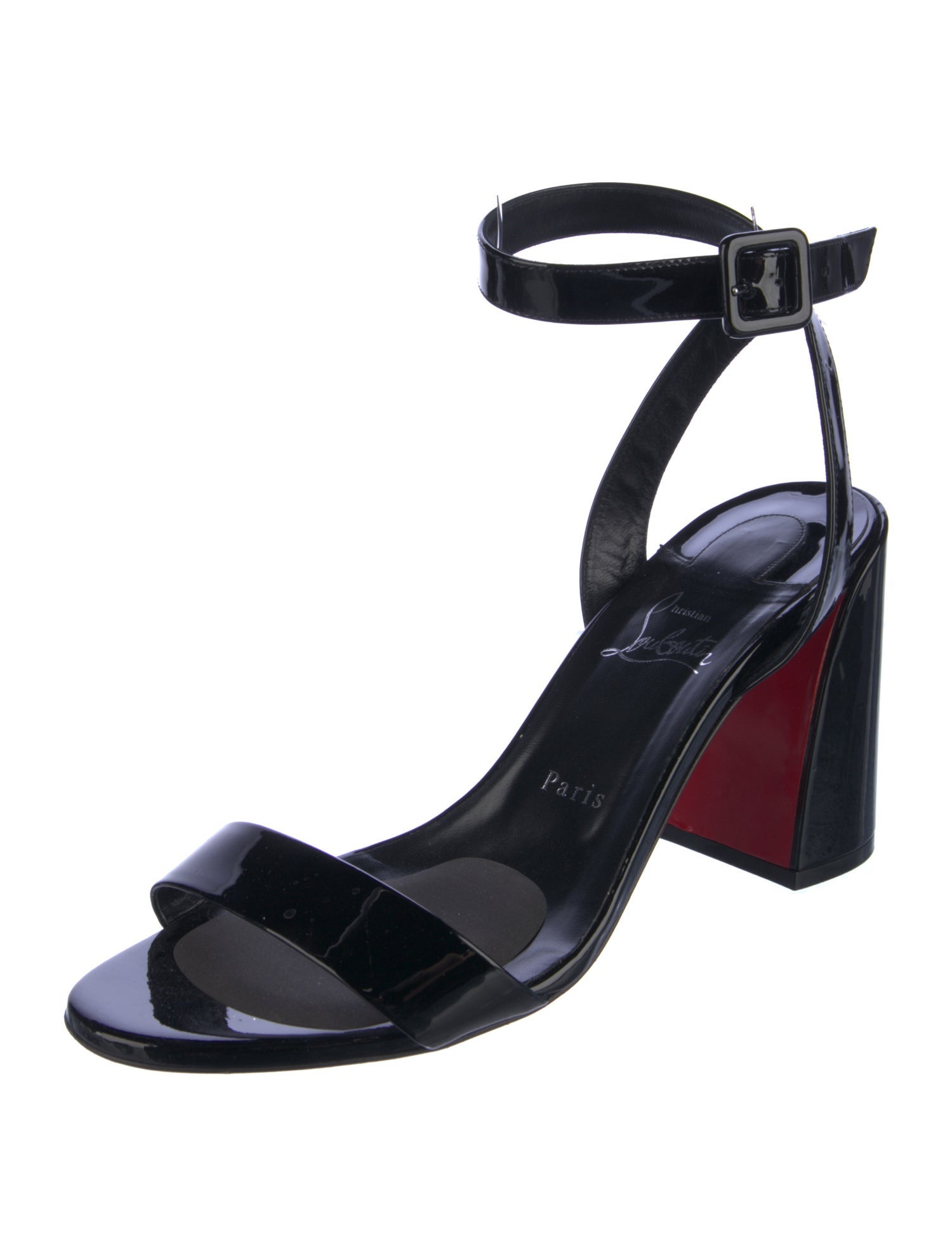 Christian Louboutin Patent Leather Sandals - Black Sandals, Shoes ...