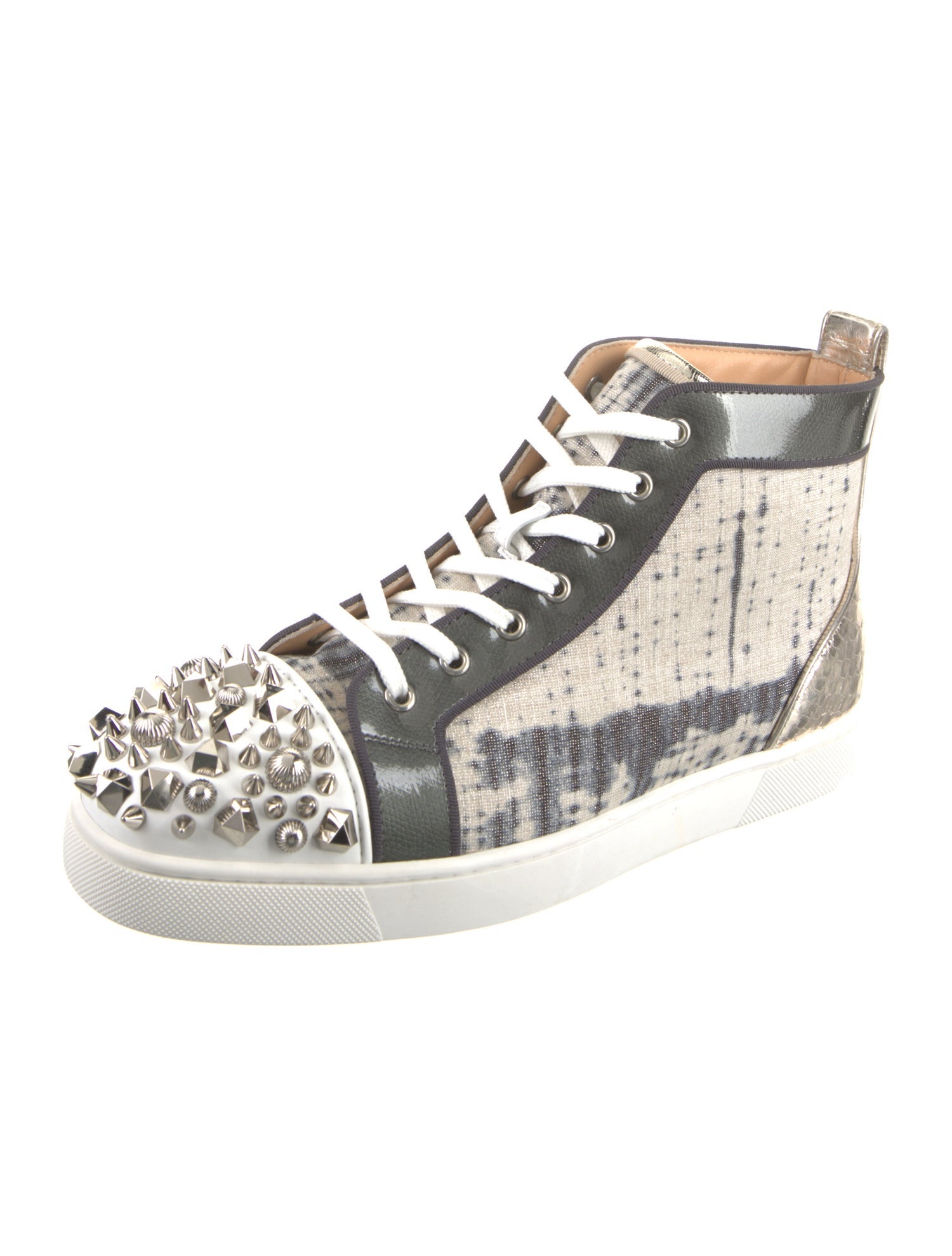 Christian Louboutin Patent Leather Printed Sneakers - White Sneakers ...