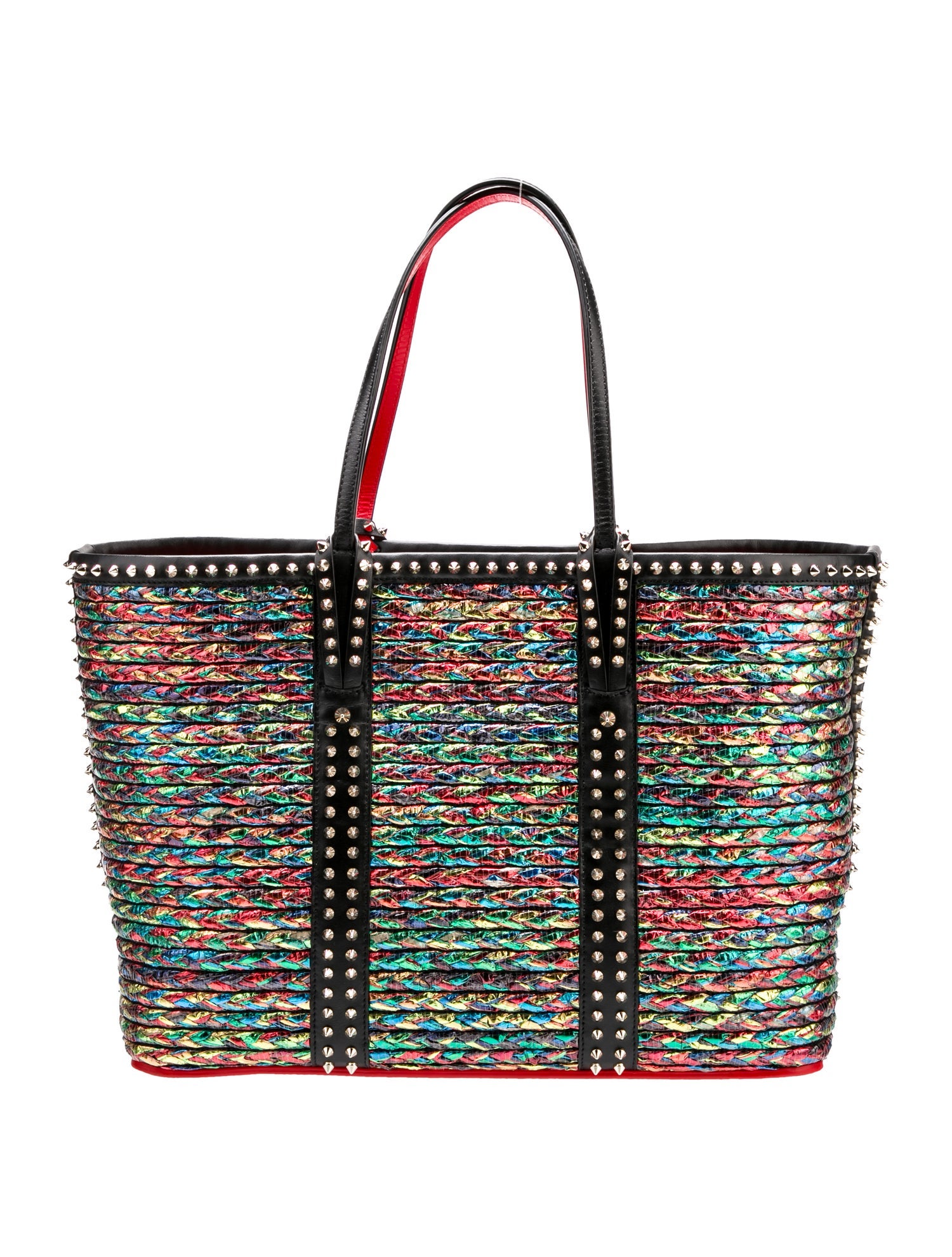 Christian Louboutin Spike Large Cabata Metallic Straw Spikes Multicolor ...