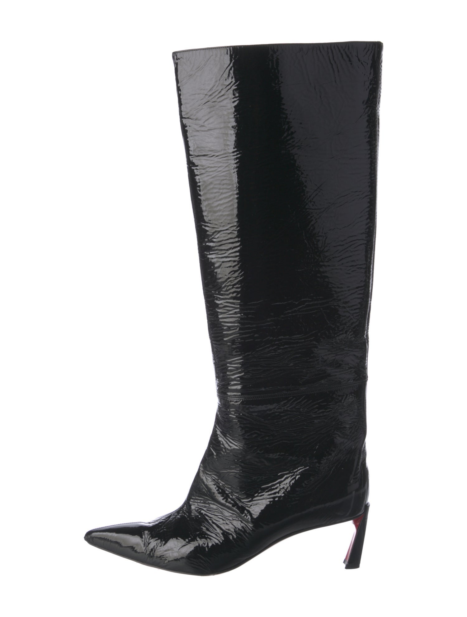Christian Louboutin Patent Leather Riding Boots - Black Boots, Shoes ...