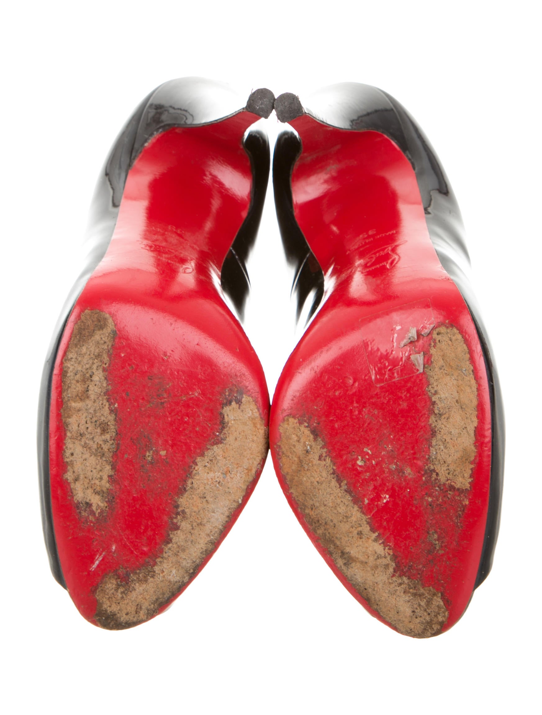 Christian Louboutin Patent Leather Peep Toe Pumps Shoes Cht57954 The Realreal