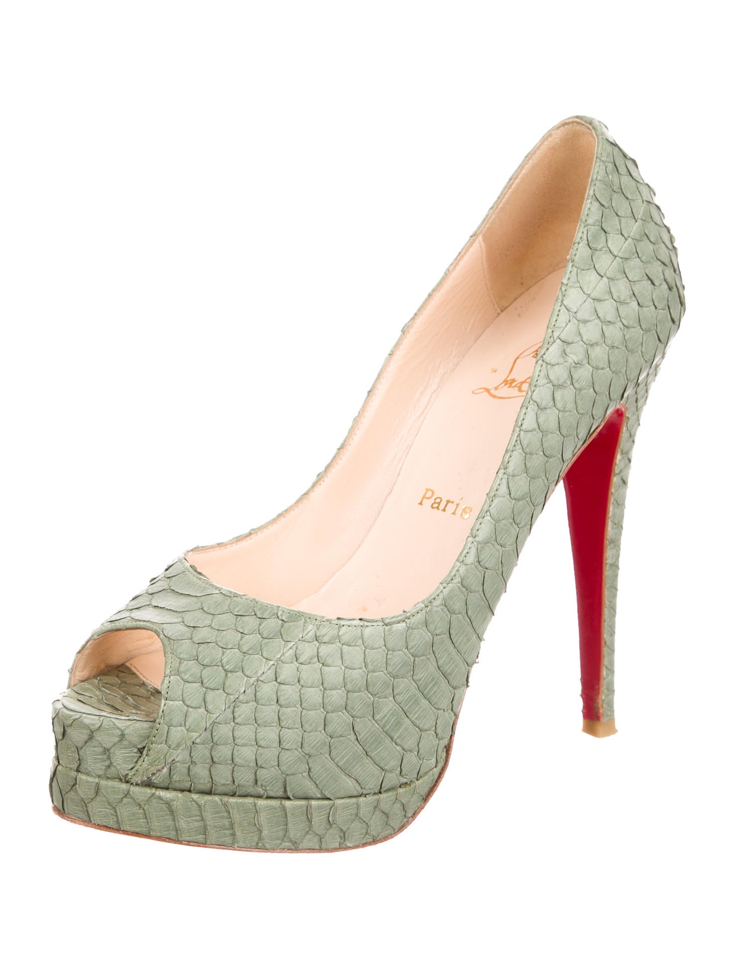 Christian Louboutin Snakeskin Altadama 140 Pumps - Green Pumps, Shoes ...