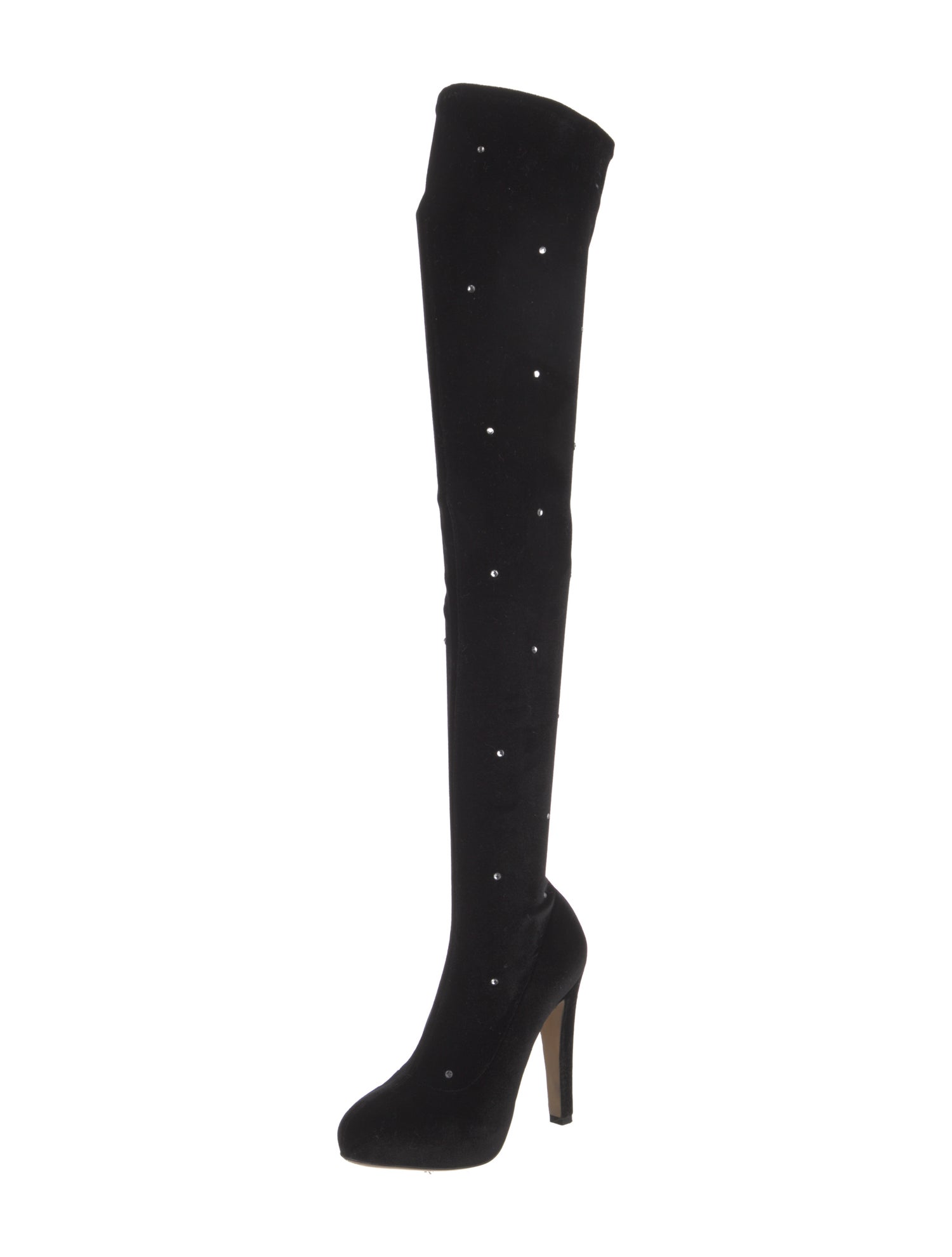 Charlotte Olympia Velvet Crystal Embellishments Boots - Black Boots ...