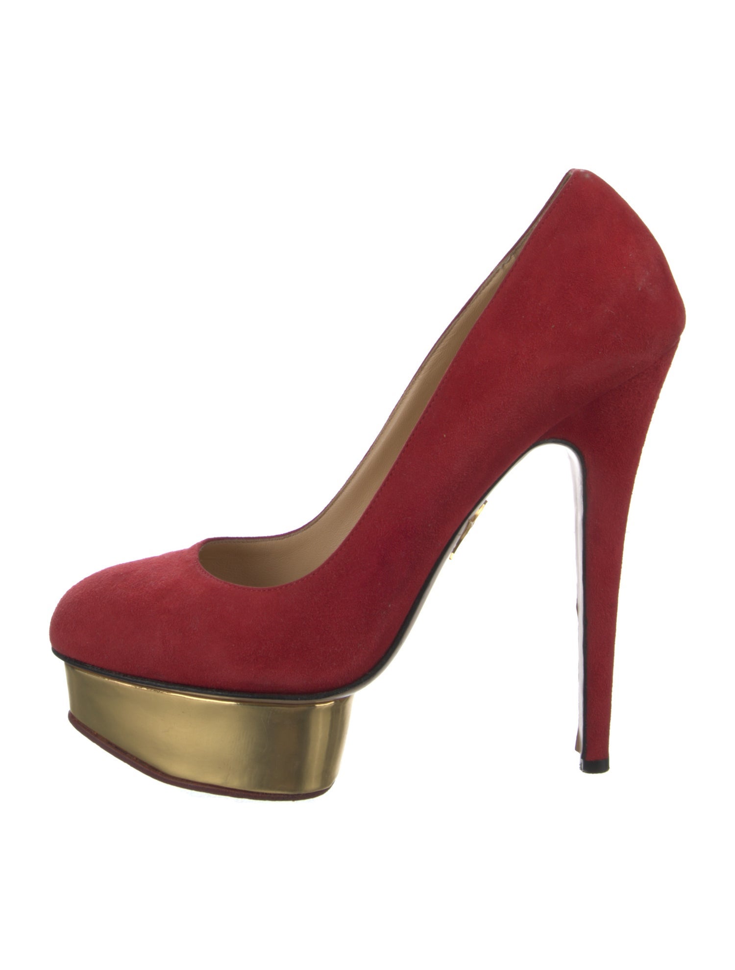 Charlotte Olympia Suede Pumps - Red Pumps, Shoes - CIO41859 | The RealReal