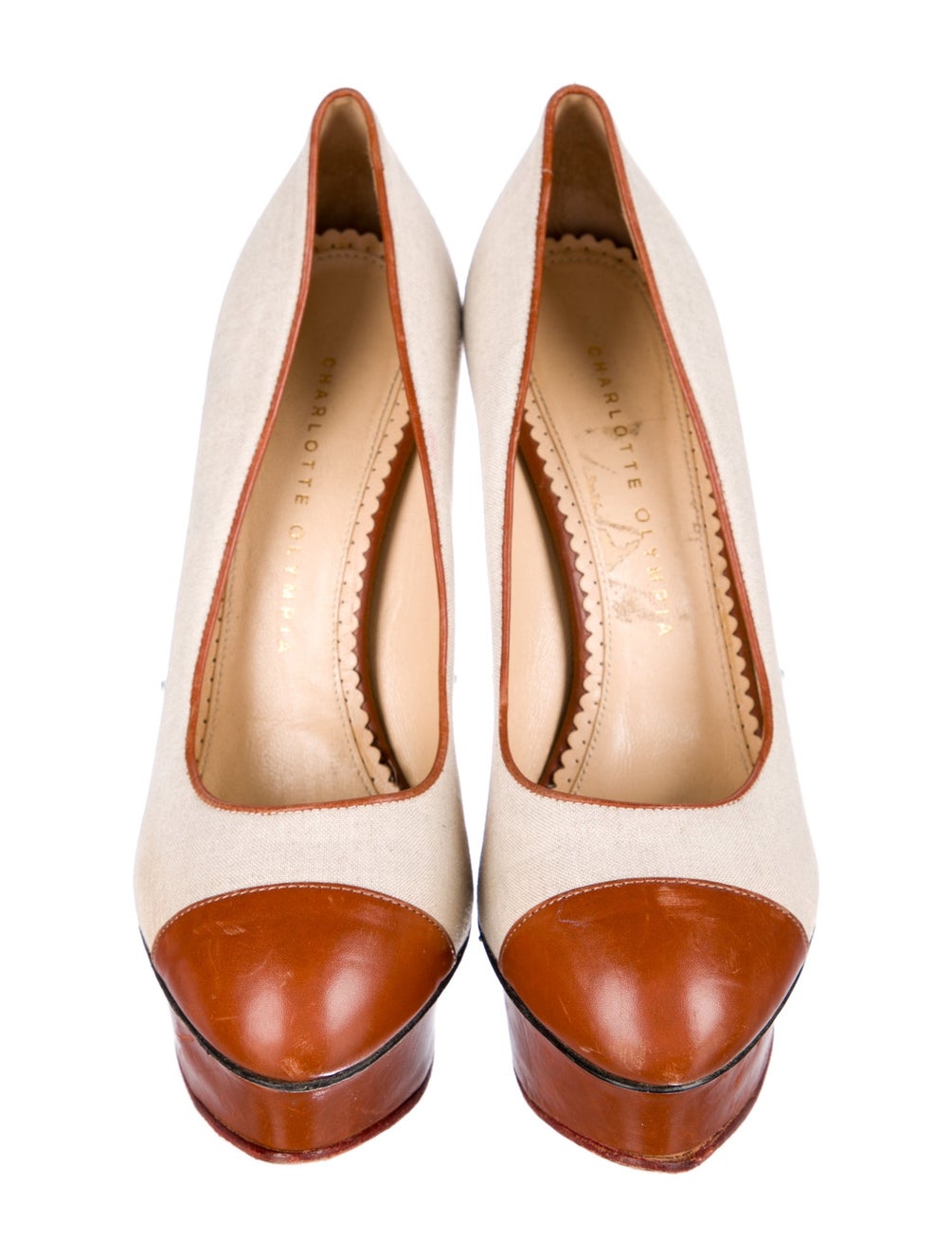 Charlotte Olympia Canvas Colorblock Pattern Pumps - Brown Pumps, Shoes ...