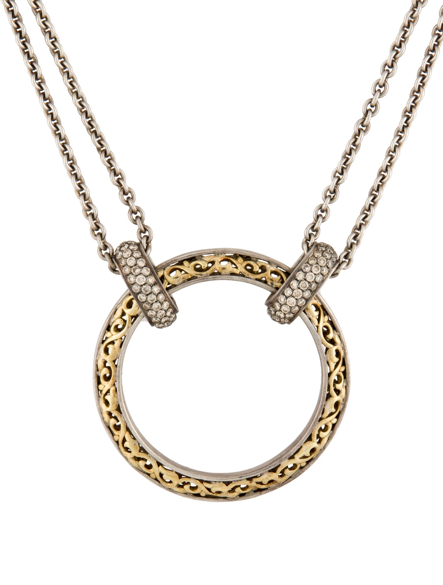 Charles Krypell Diamond Circle Pendant Necklace - 14K Yellow Gold ...