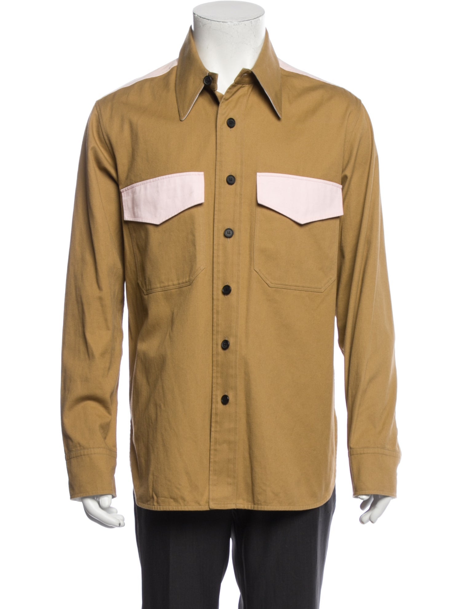Calvin Klein 205W39NYC Colorblock Pattern Long Sleeve Western Shirt ...