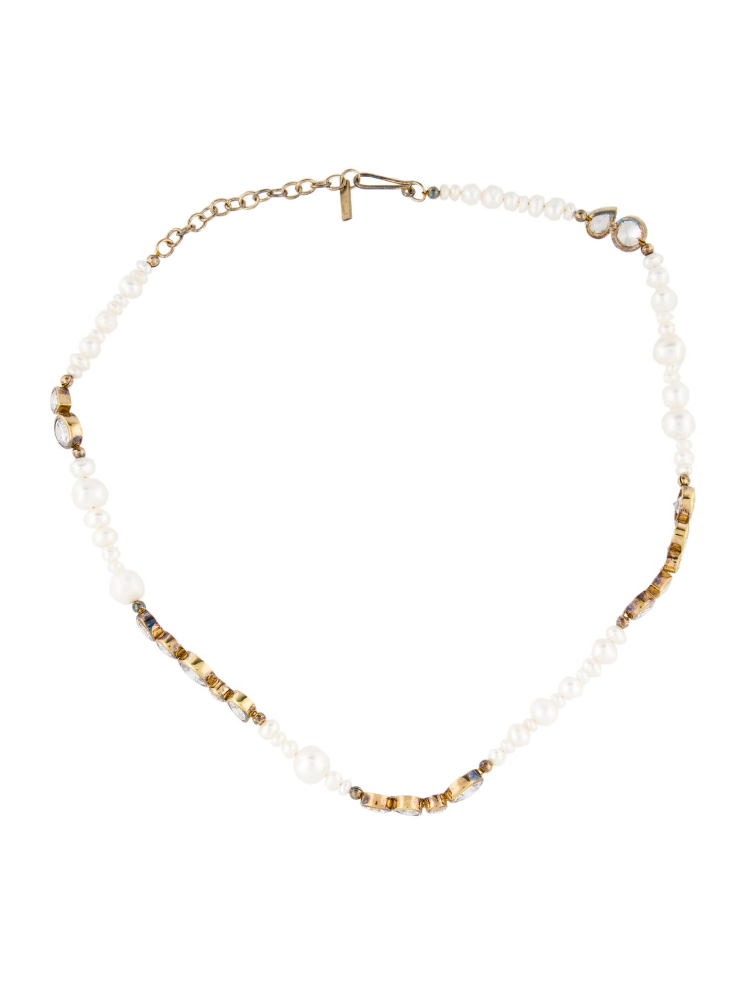 Completedworks Crystal & Faux Pearl Collar Necklace - 18K Vermeil Bead ...