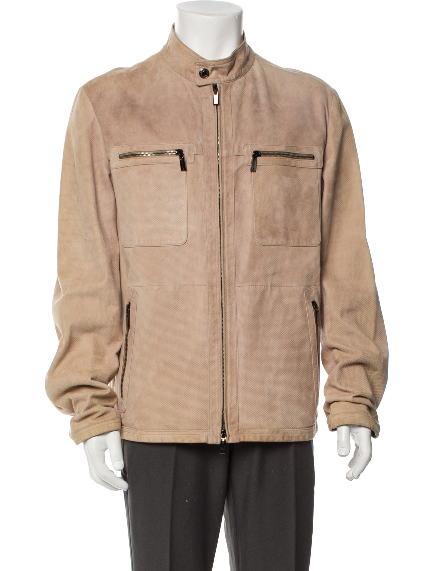 Canali Leather Utility Jacket - Neutrals Outerwear, Clothing - CNL32399 ...