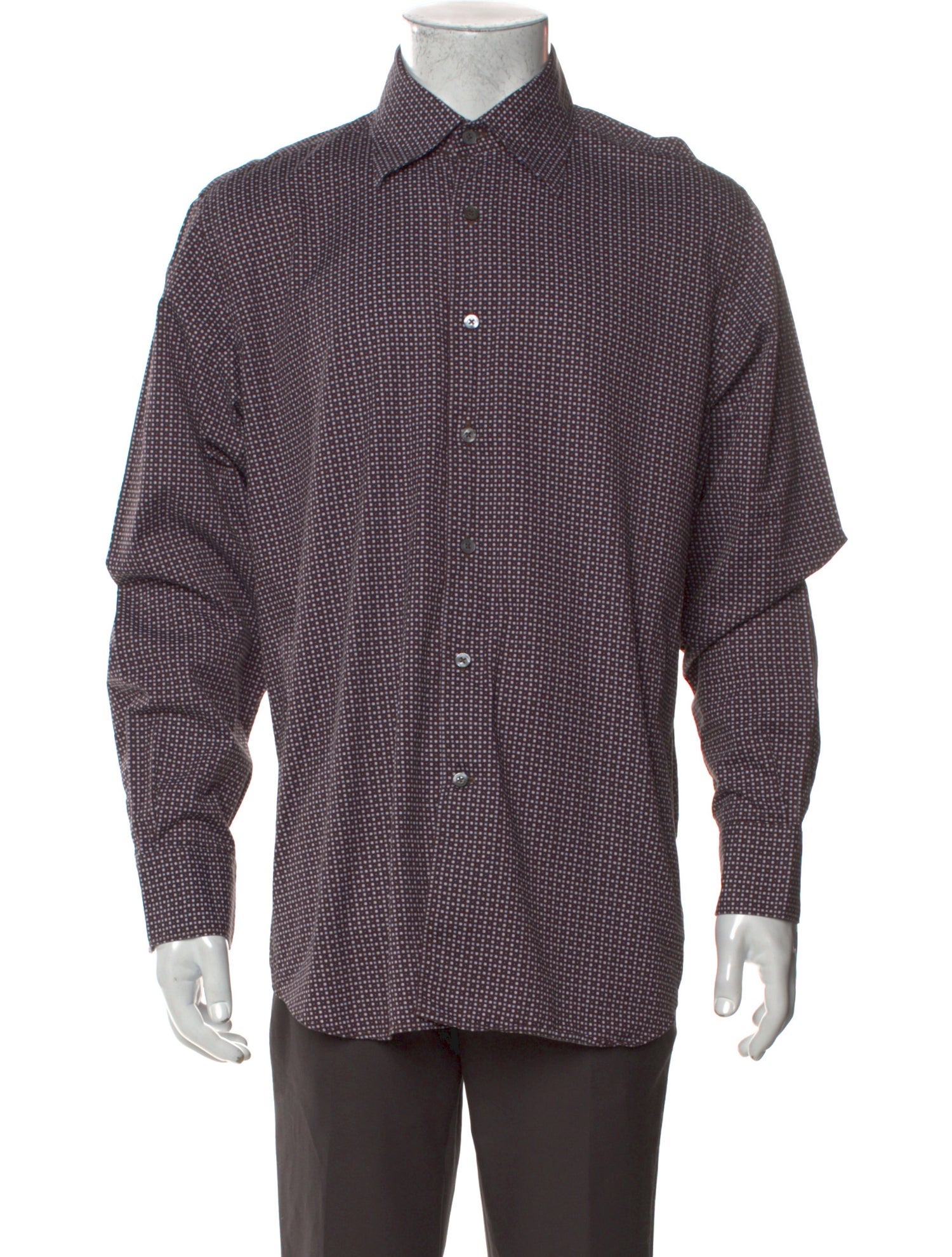 Canali Printed Long Sleeve Shirt - Purple Casual Shirts, Clothing ...