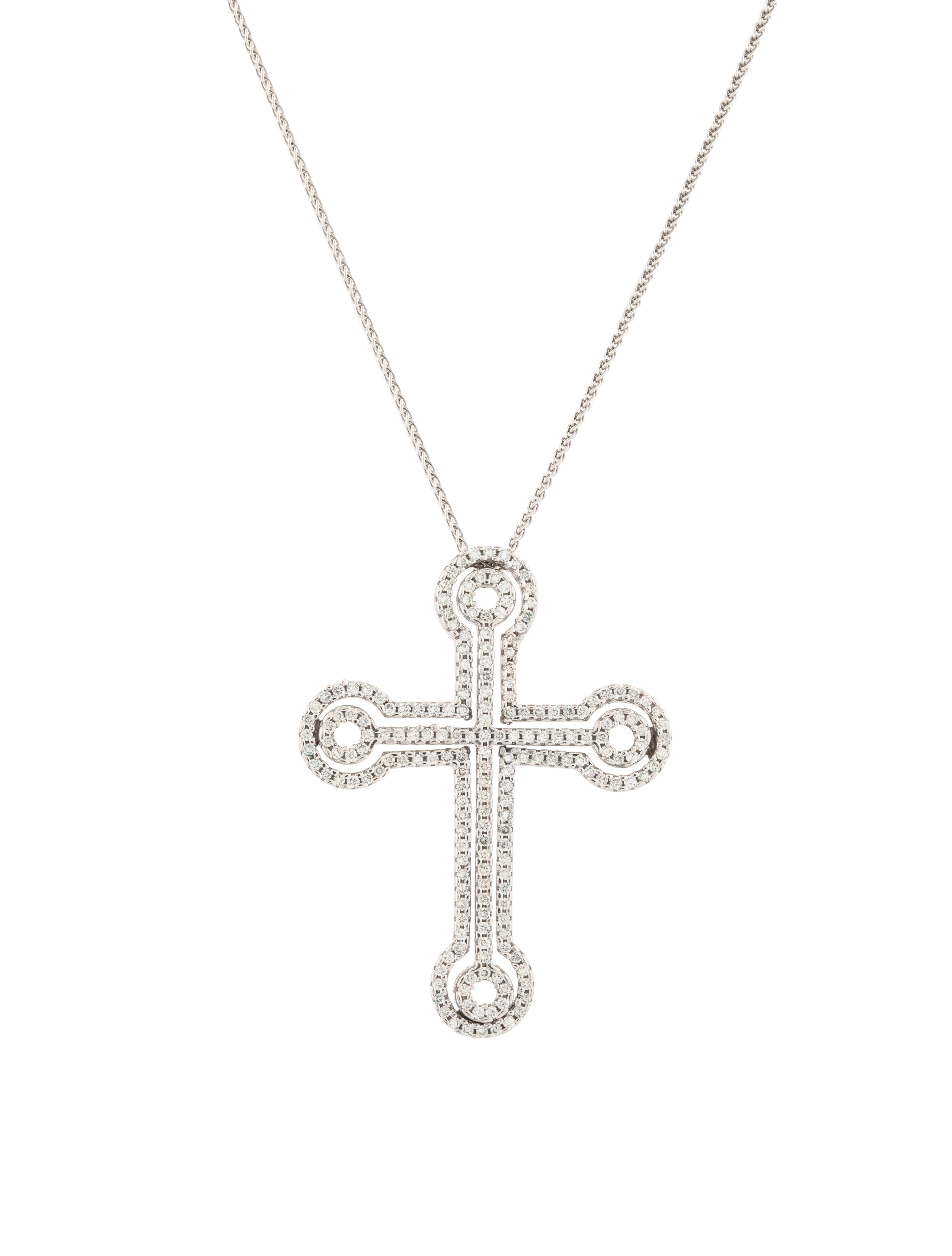 Chimento 18K Diamond Cross Pendant Necklace - 18K White Gold Pendant ...