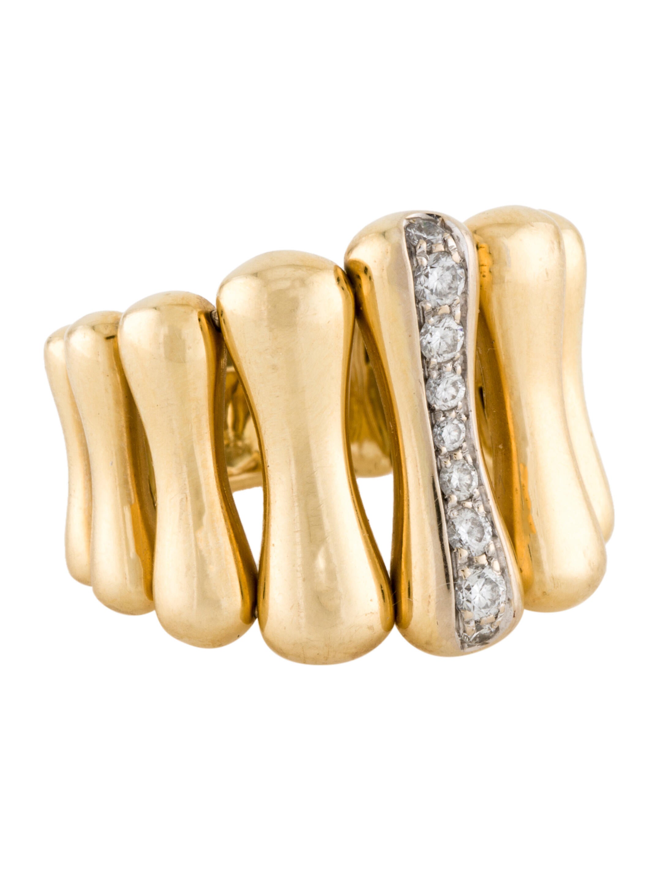 Chimento 18K Diamond Bamboo Ring - 18K Yellow Gold Band, Rings ...