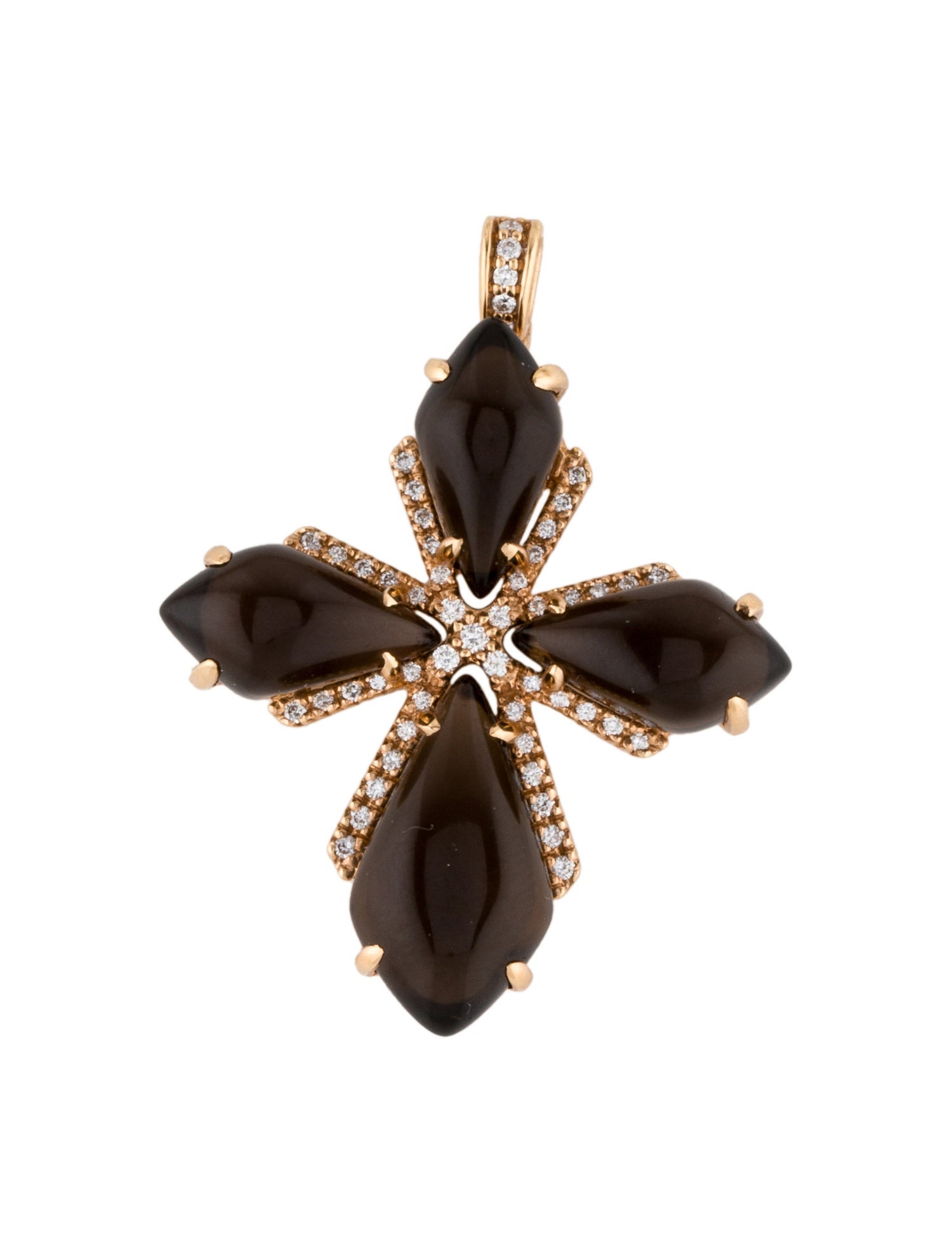 Chimento 18K Smoky Quartz & Diamond Cross Pendant - 18K Rose Gold ...