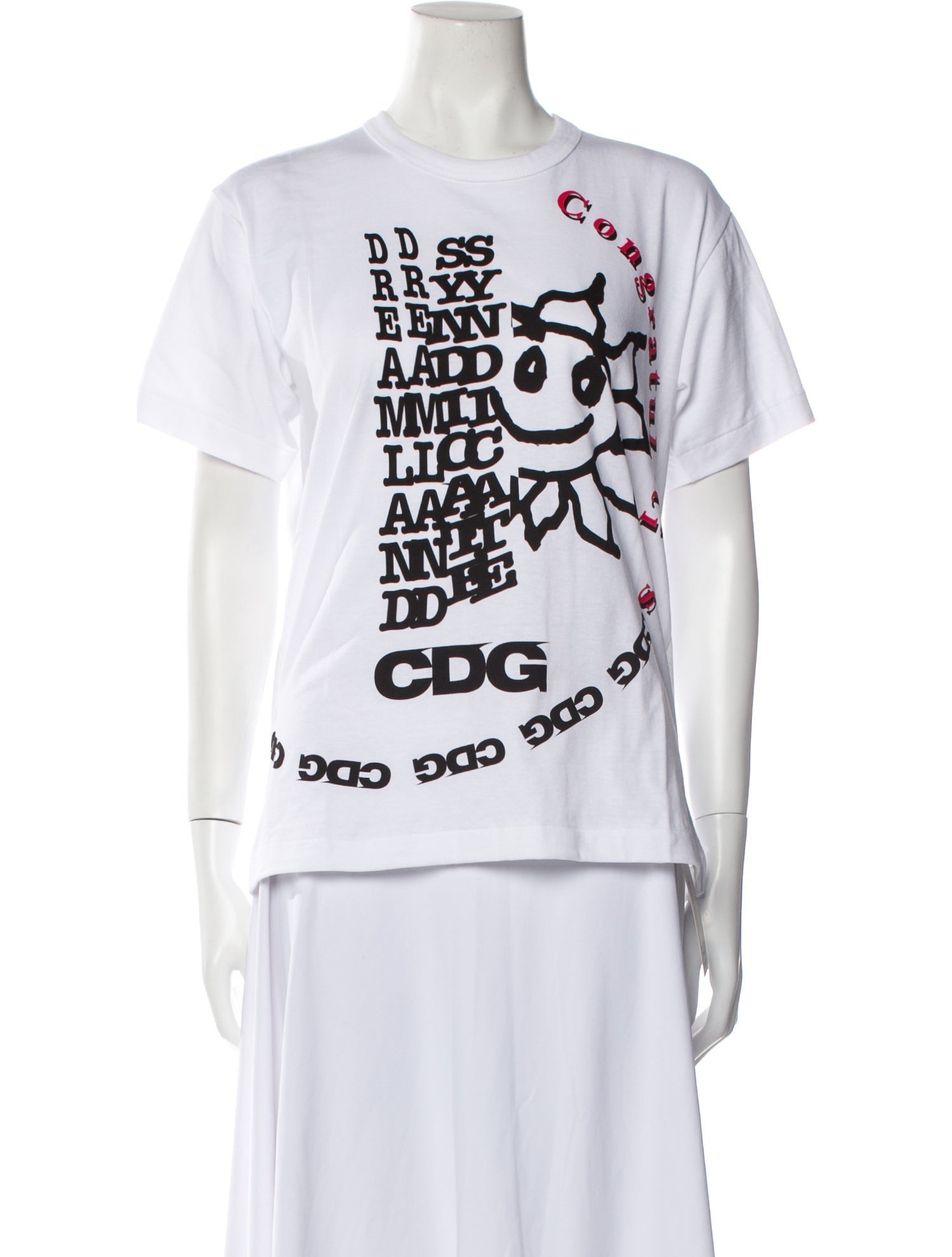 CDG by Comme des Garçons Graphic Print Crew Neck T-Shirt - White Tops ...