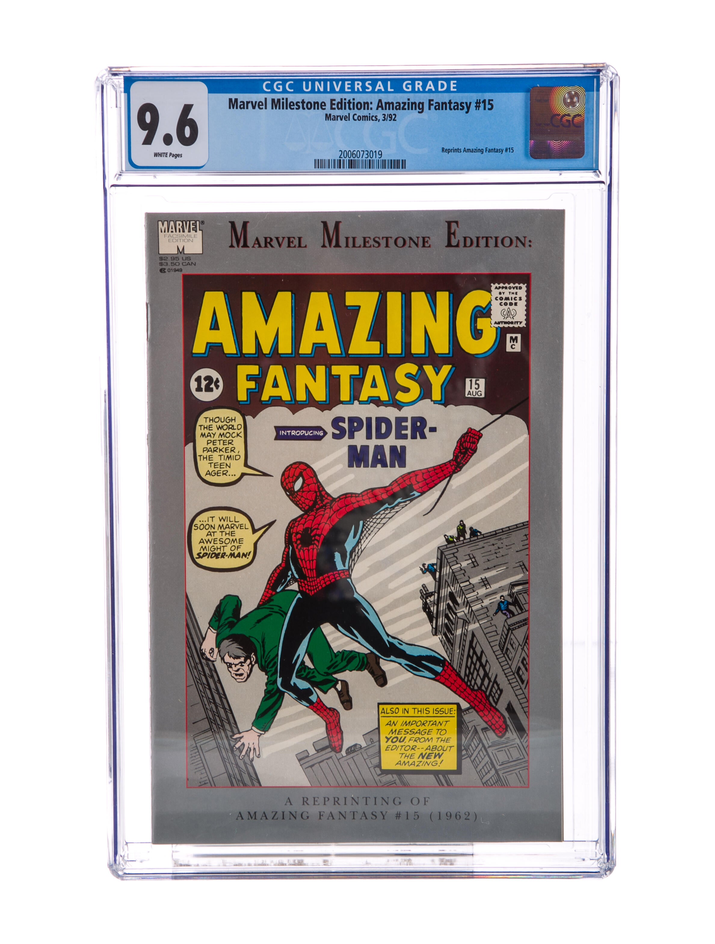 Comic Book Marvel Milestone Edition: Amazing Fantasy #15 - Grey Comics ...