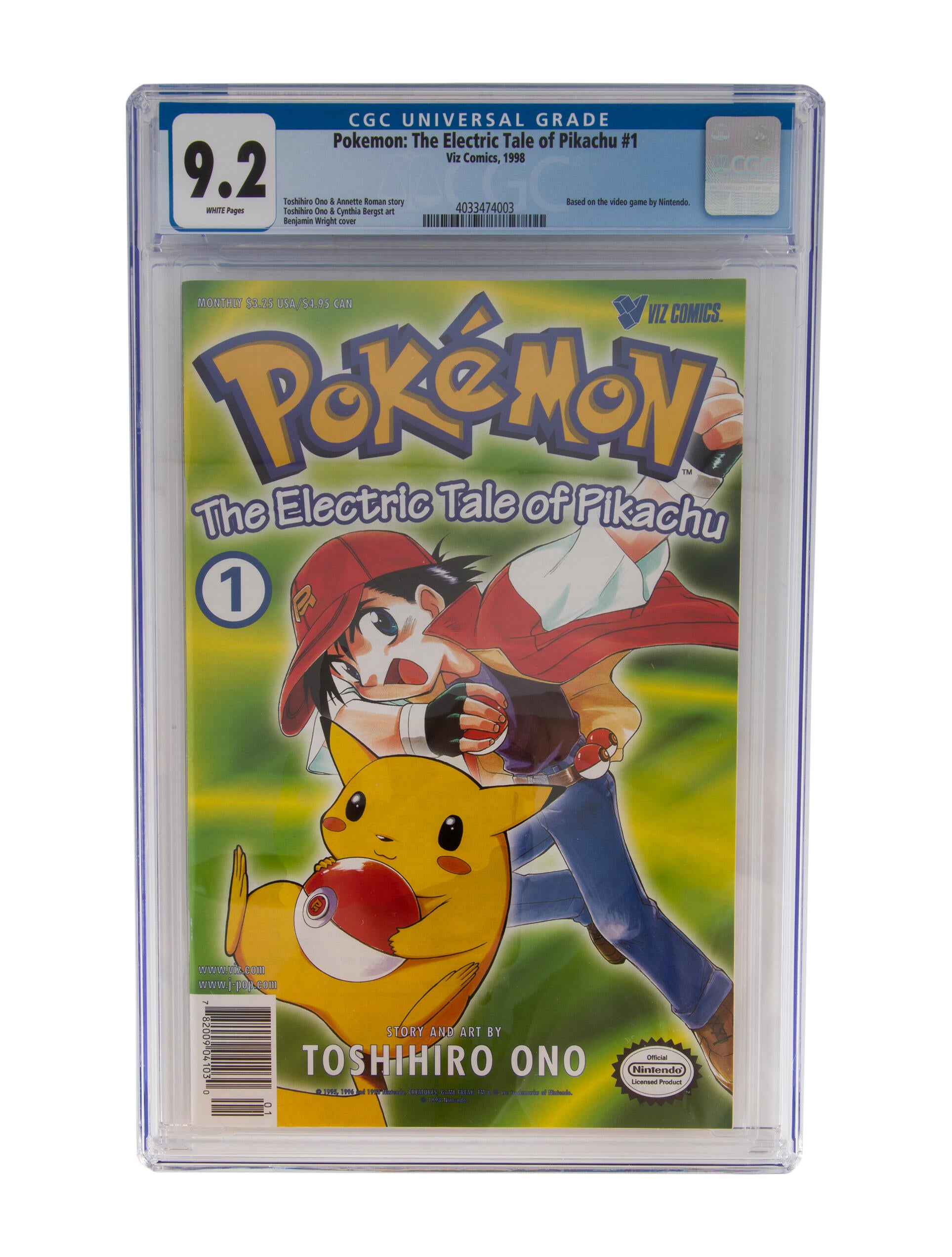 Comic Book Pokémon #1 - CGC 9.2 - POP 3 - 1st U.S. App. Pikachu & Ash ...