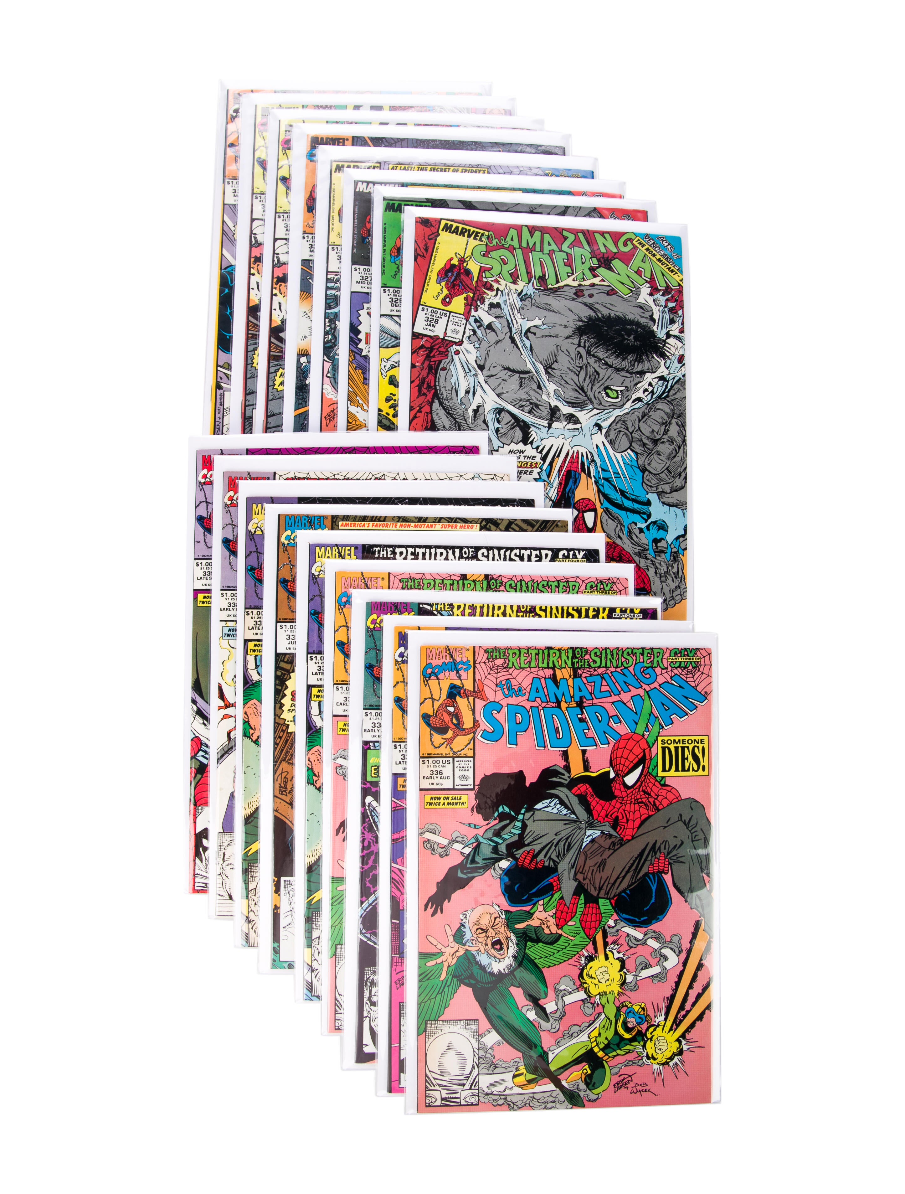 Comic Book 17-Piece The Amazing Spider-Man #326-339 Comic Bundle - Red ...