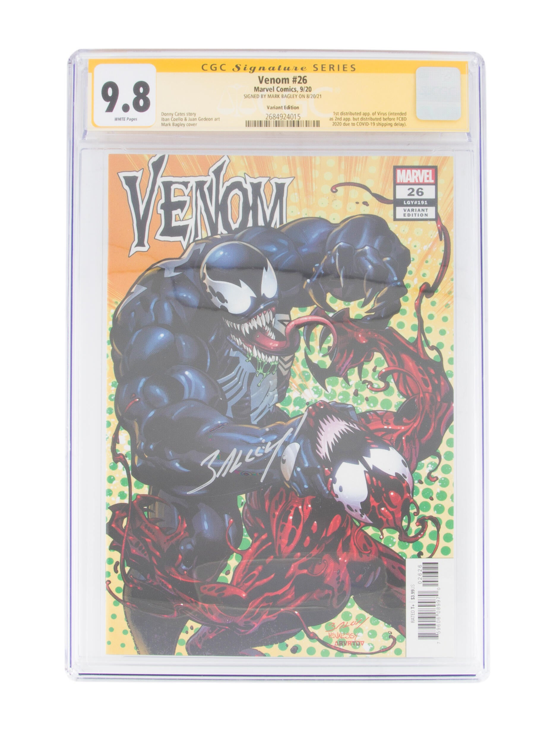 Comic Book Venom #26 Variant Edition - CGC 9.8 - Signed by Mark Bagley ...