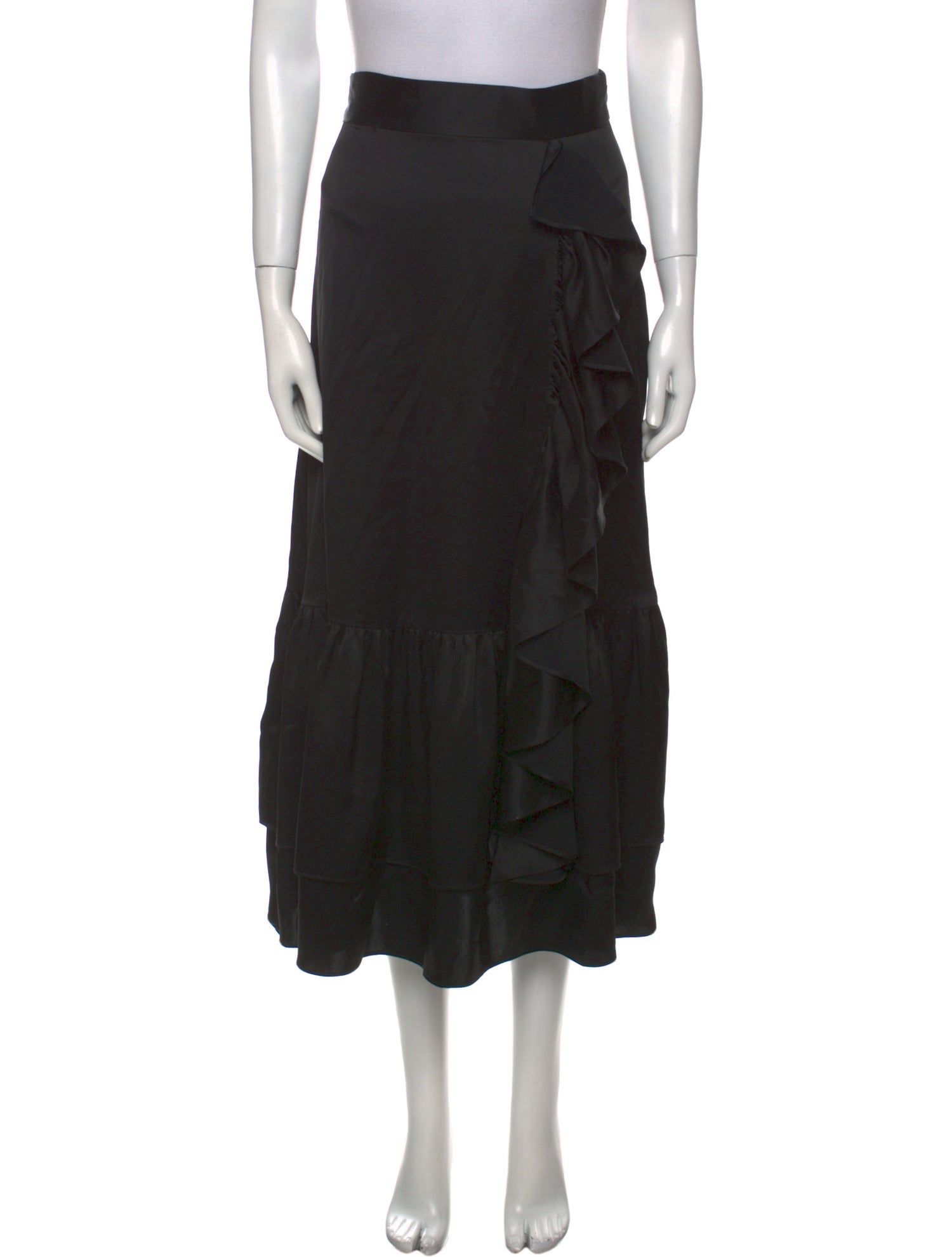 Co. Ruffle Embellishment Midi Length Skirt - Black Skirts, Clothing ...