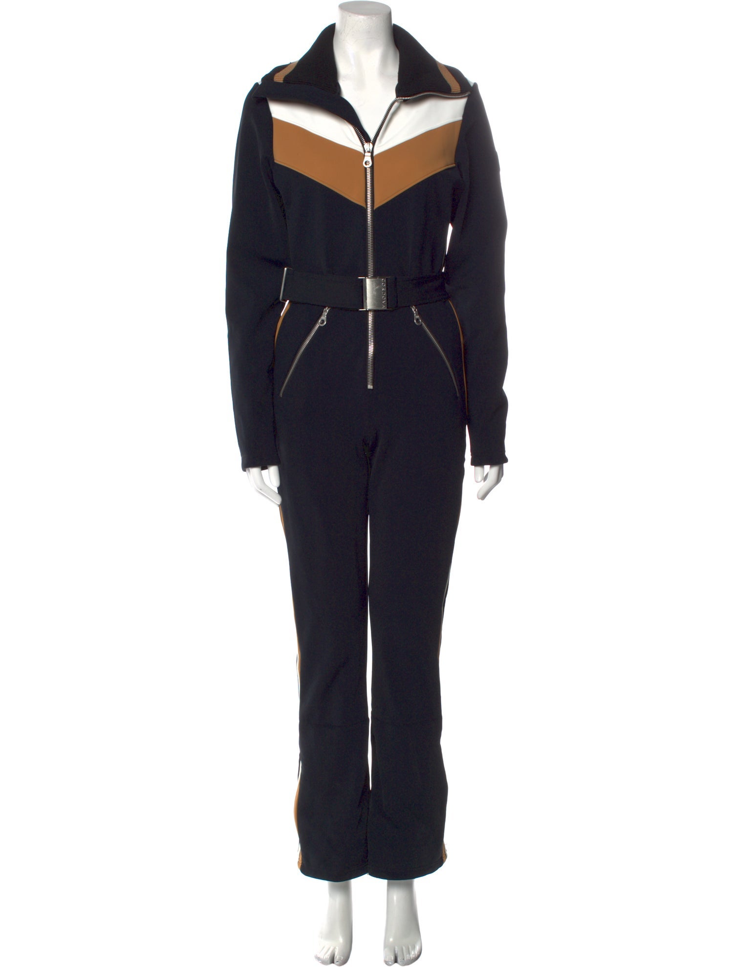 Cordova Colorblock Pattern Ski Suit - Black, 13.25" Rise Jumpsuits and ...