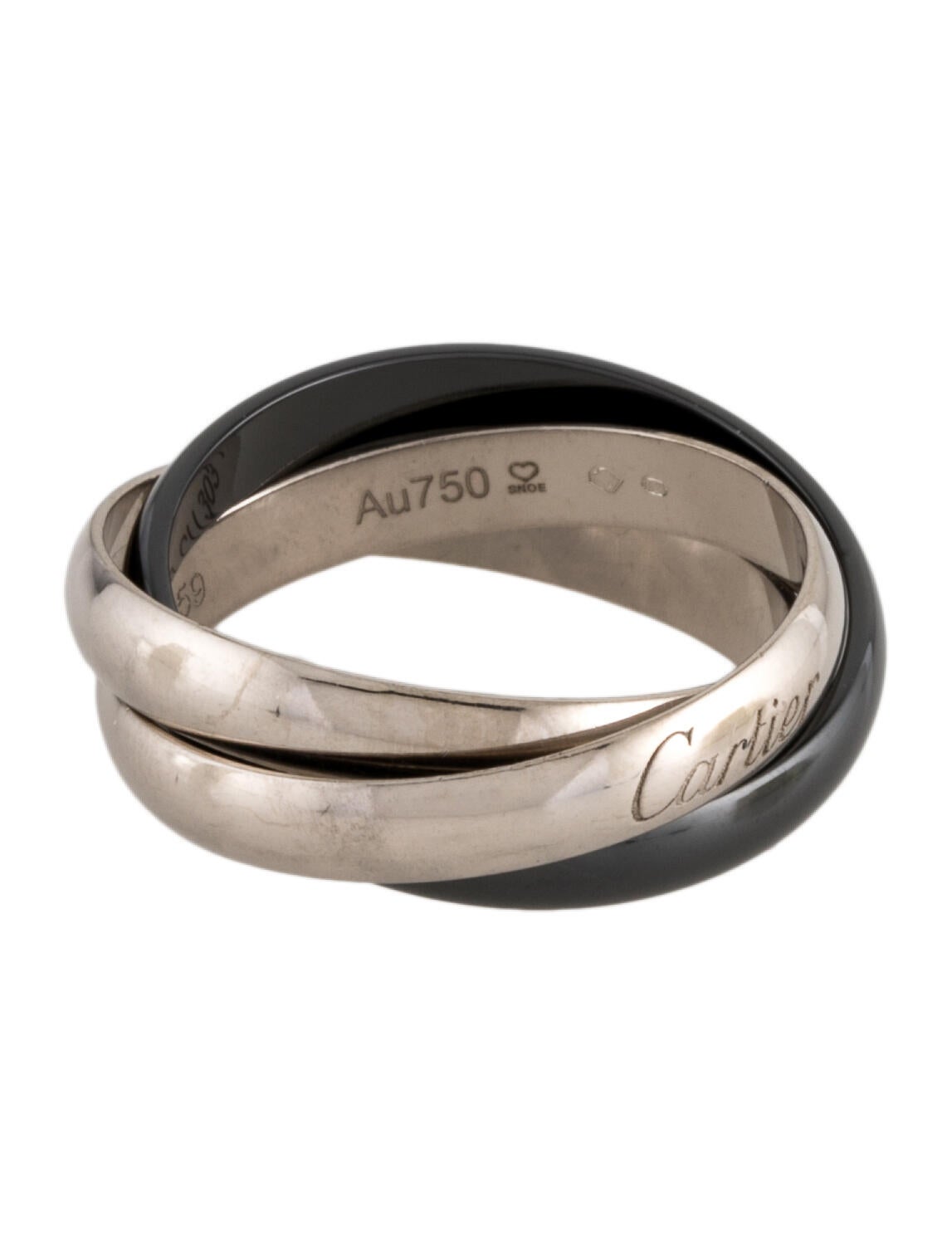 Cartier Ceramic Classic Trinity Ring - 18K White Gold Rolling Ring ...