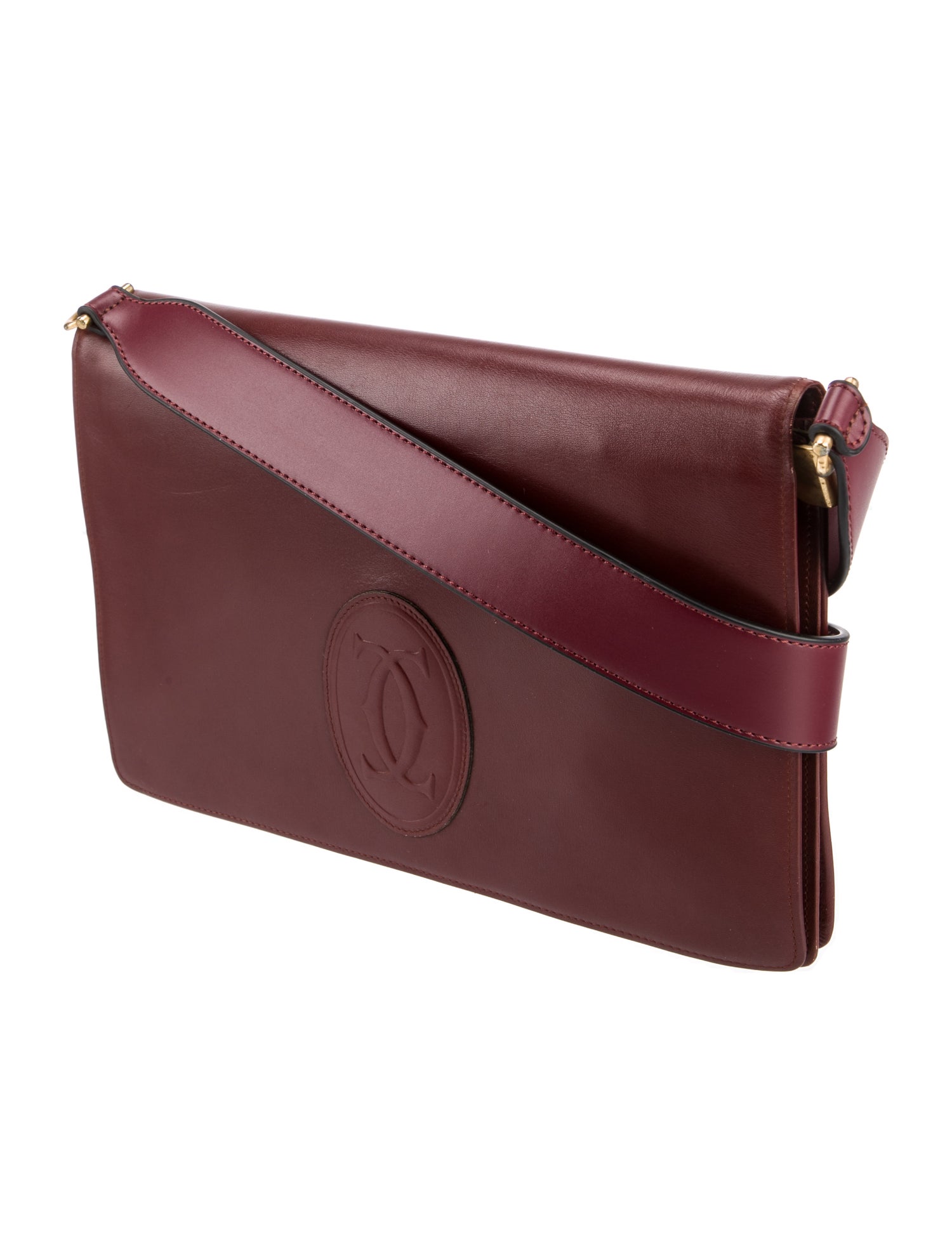 Cartier Leather Shoulder Bag - Burgundy Shoulder Bags, Handbags ...