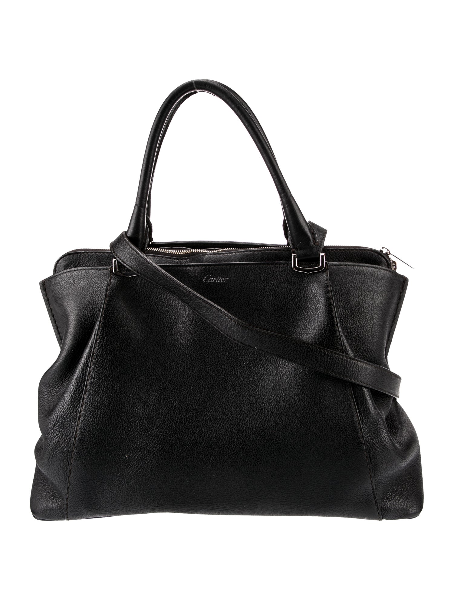 Cartier Leather C de Cartier Handle Bag - Black Handle Bags, Handbags ...