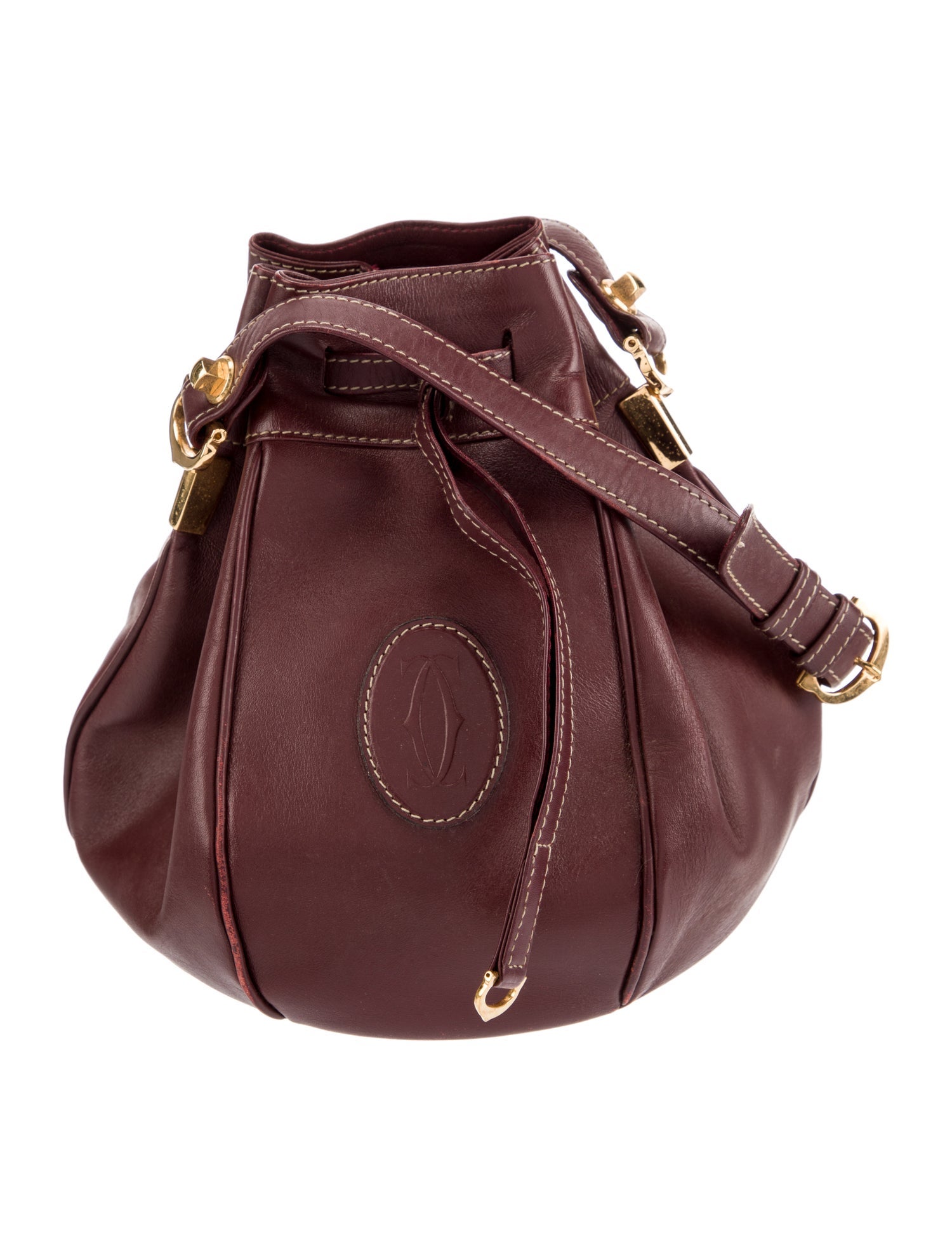 Cartier Leather Bucket Bag - Burgundy Bucket Bags, Handbags - CRT105172 ...