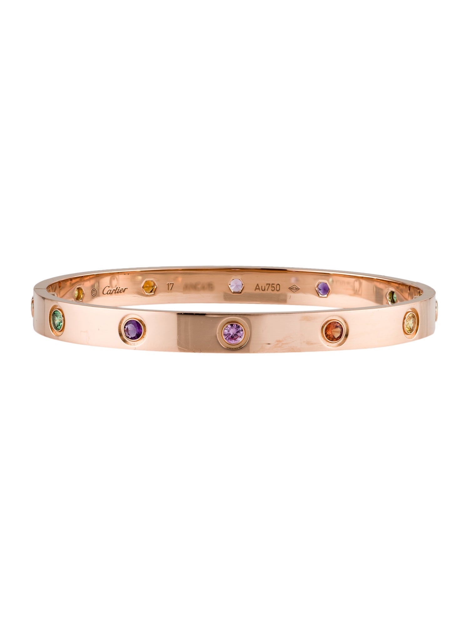 Cartier Multi-Gemstone LOVE Bracelet - 18K Rose Gold Bangle, Bracelets ...