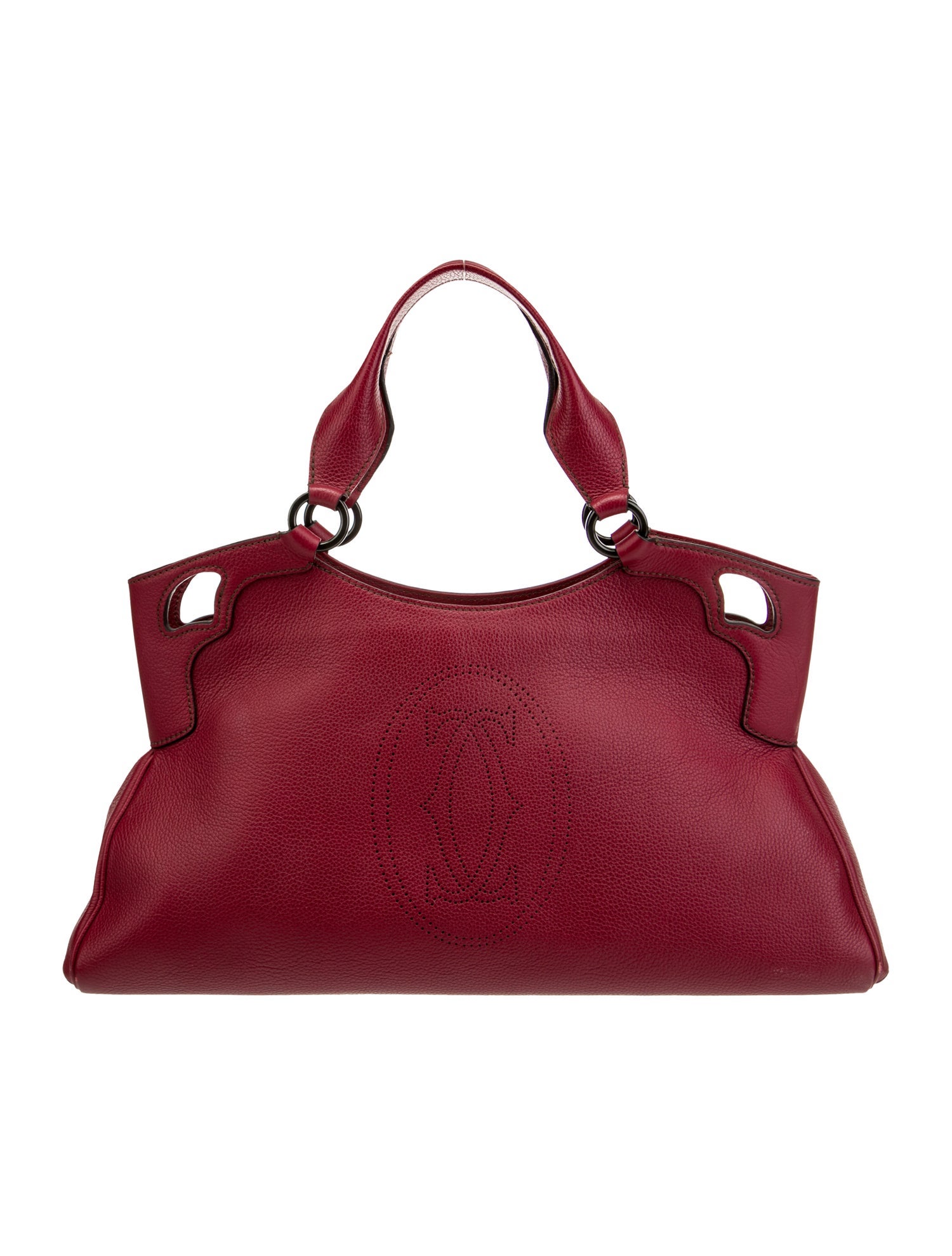Cartier Logo Marcello Leather Tote - Burgundy Totes, Handbags ...