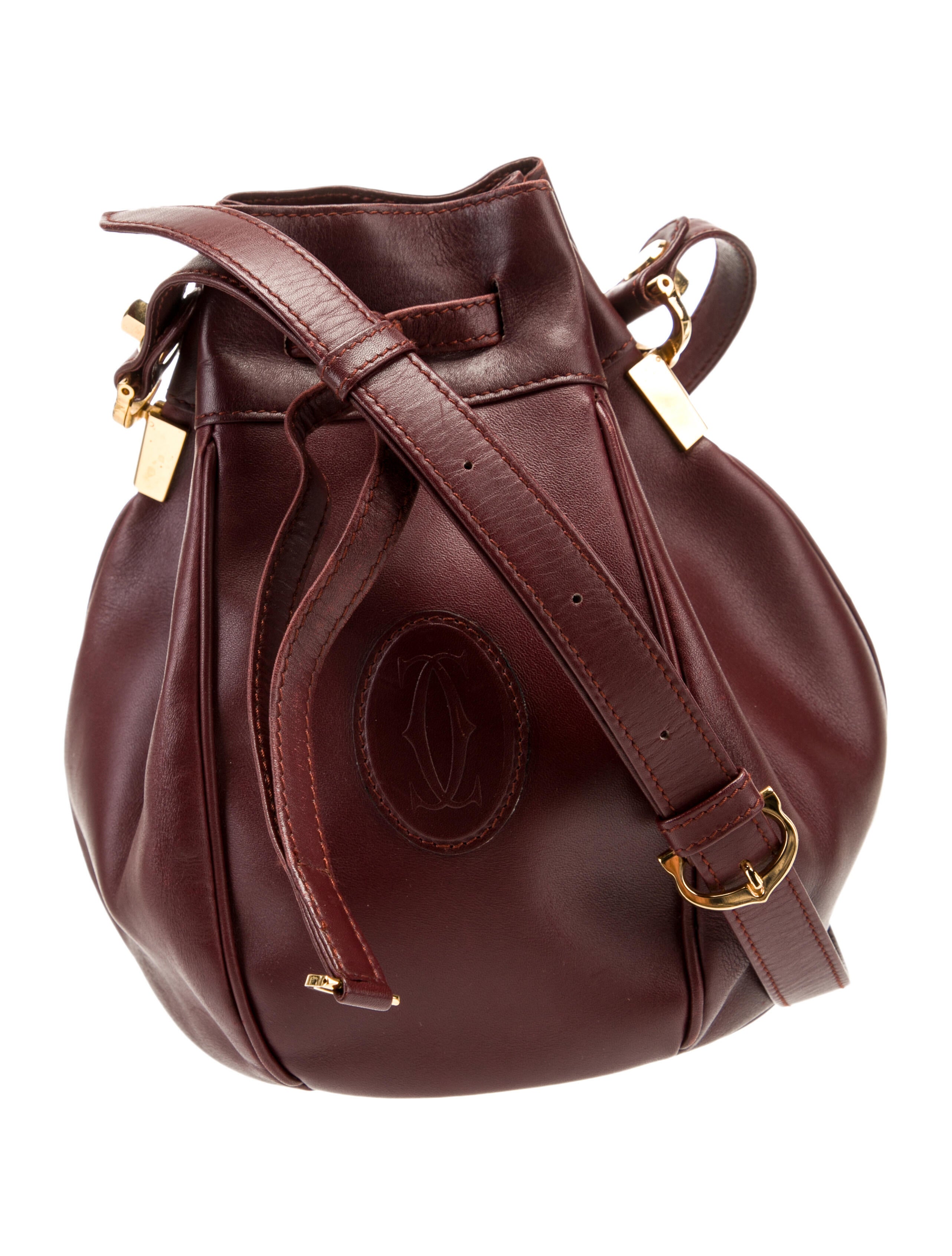 Cartier Leather Bucket Bag - Burgundy Bucket Bags, Handbags - CRT106392 ...