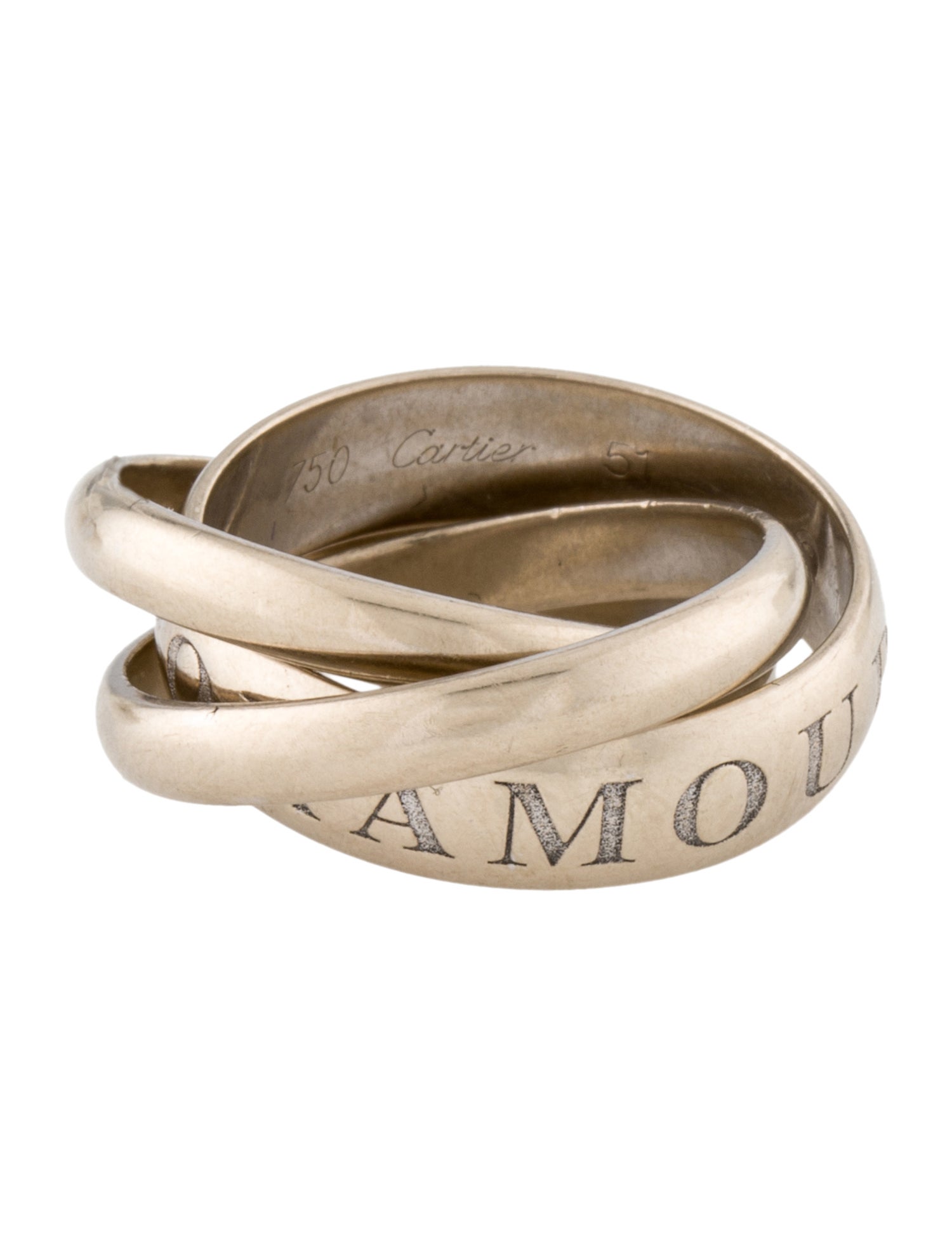 Cartier Vintage Or Amour Et Trinity Ring - 18K White Gold Rolling Ring ...